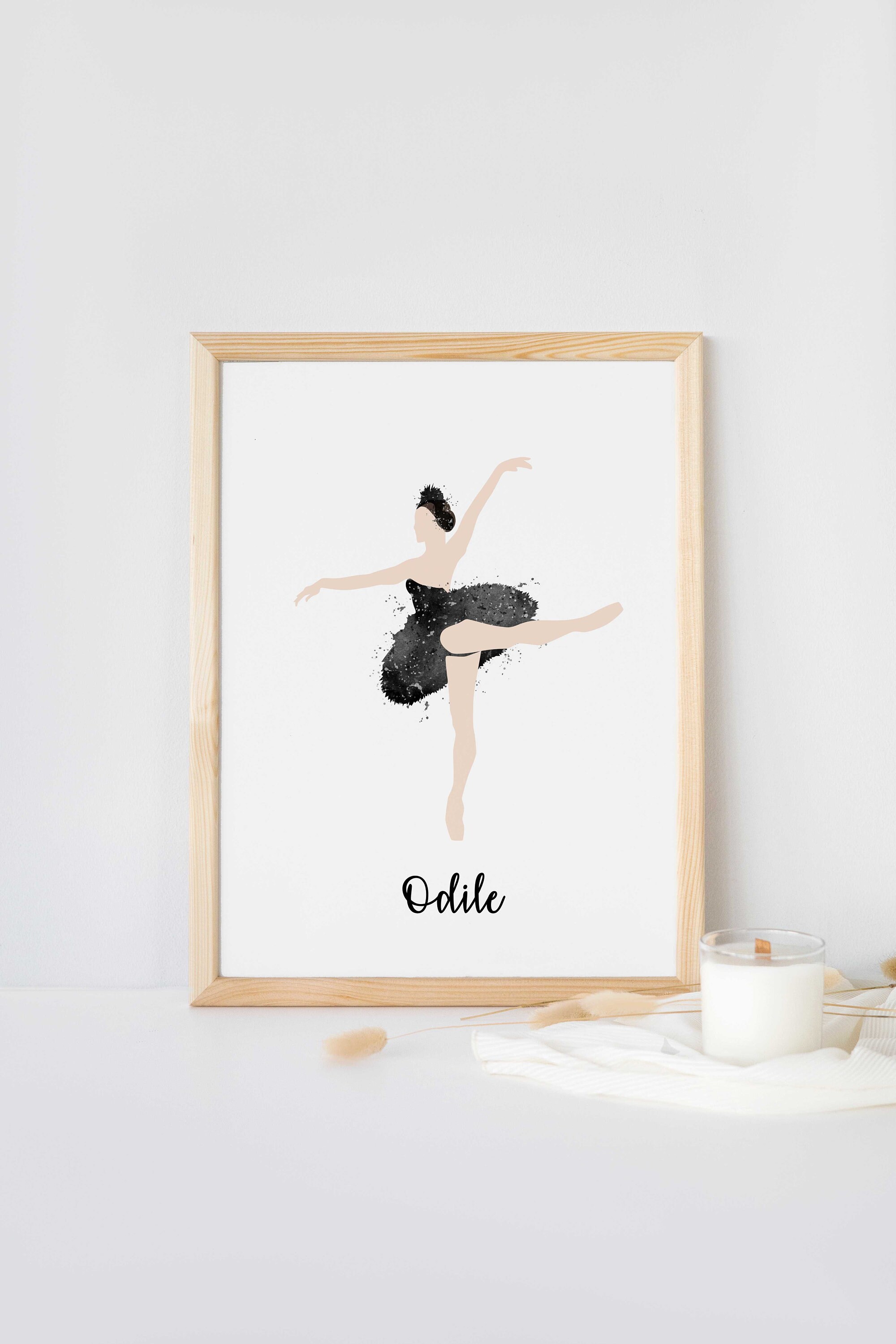 Swan Lake Odile Ballet Art Print, Minimalist Watercolour Ballerina ...
