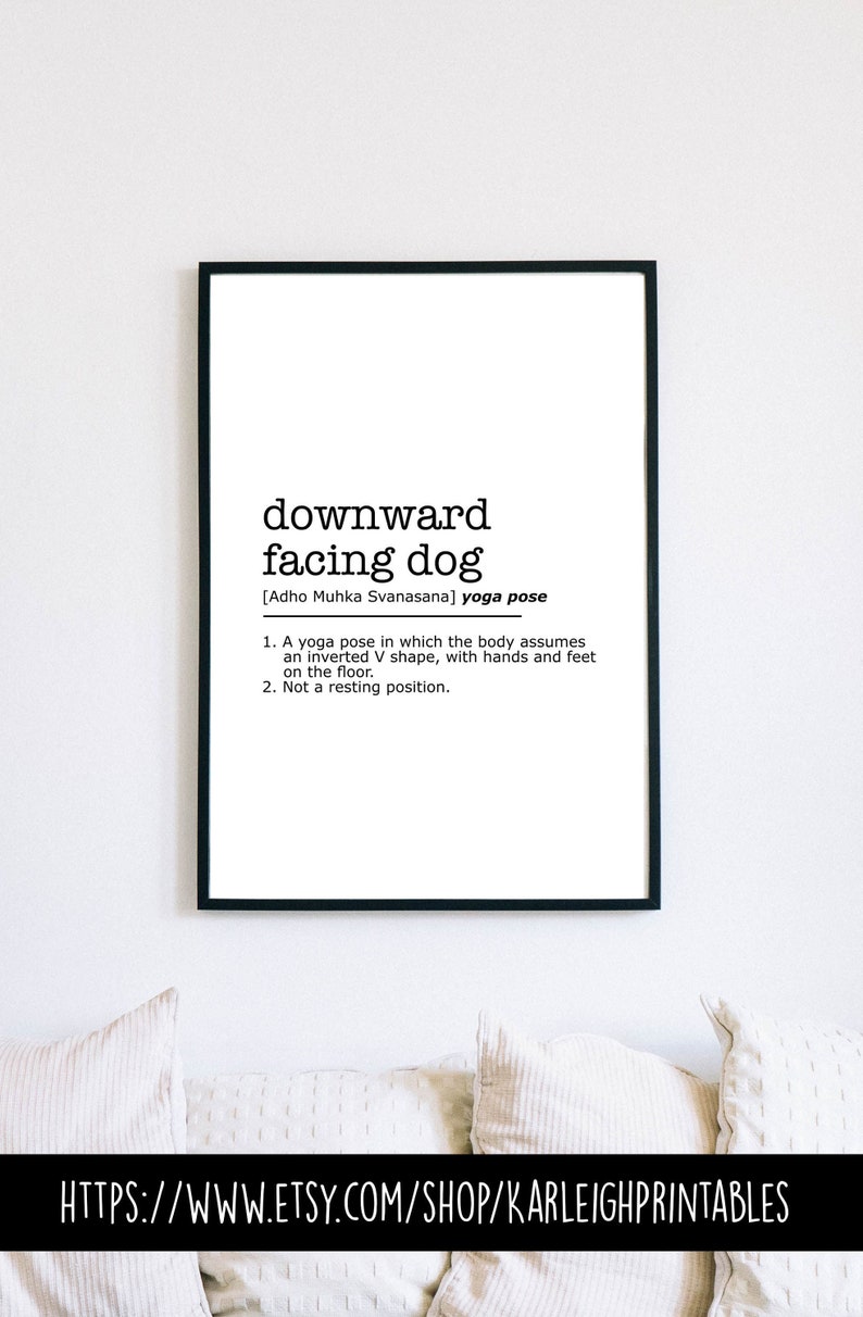 Downward Facing Dog Definition Print, Yoga Teacher Gift, Yoga Studio ...