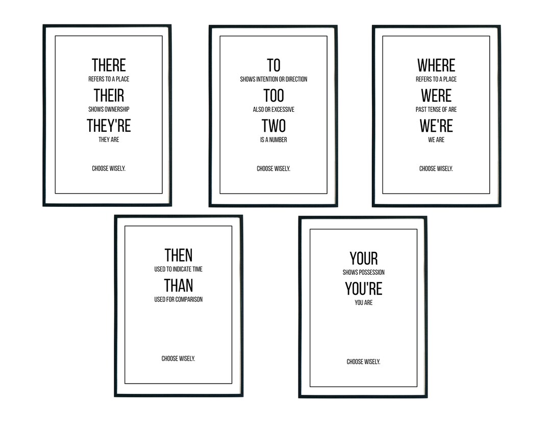 English Classroom Grammar Posters, Set of 5, Grammar Police, Choose ...