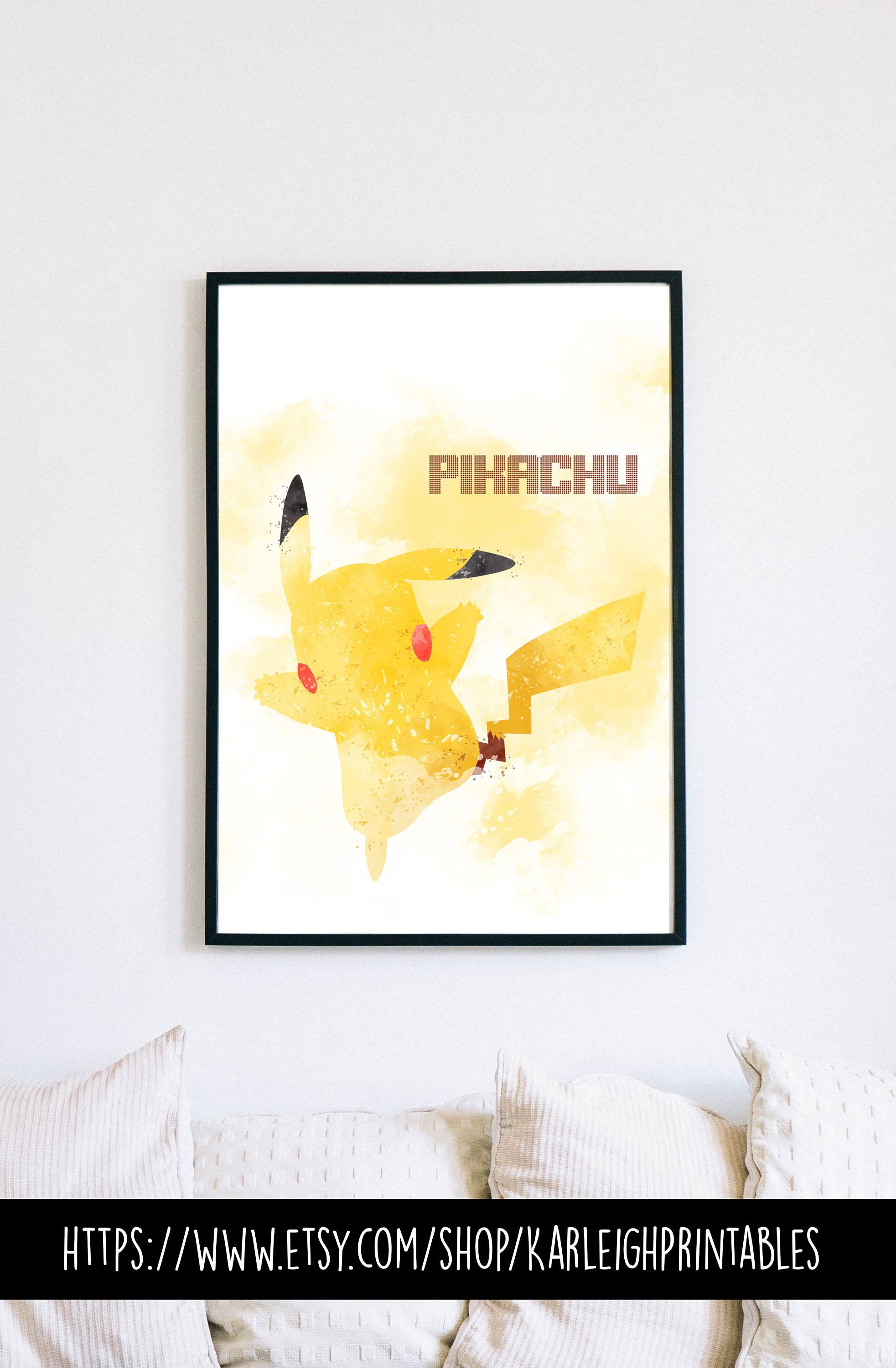 Pikachu Watercolour Poster, Digital Art Print, Pokemon Wall Art ...