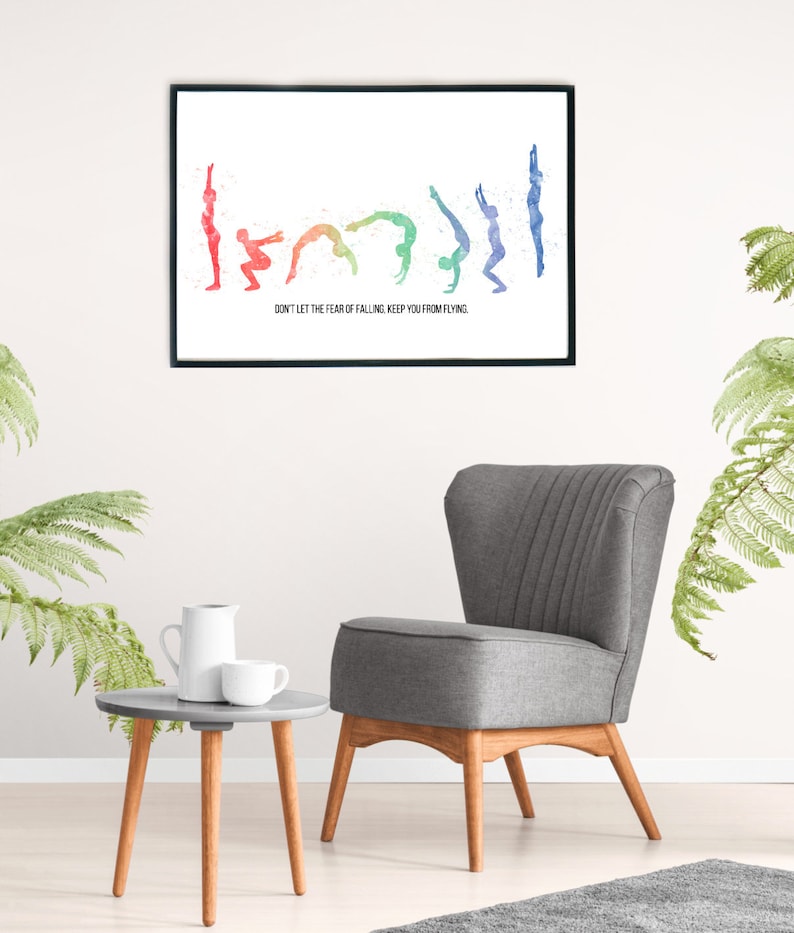 Leaping Artistic Gymnastics Poster Watercolour Inspirational - Etsy