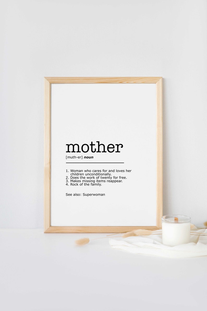 Mother Definition Print, Mother's Birthday Gift, Mother's Day Gift ...