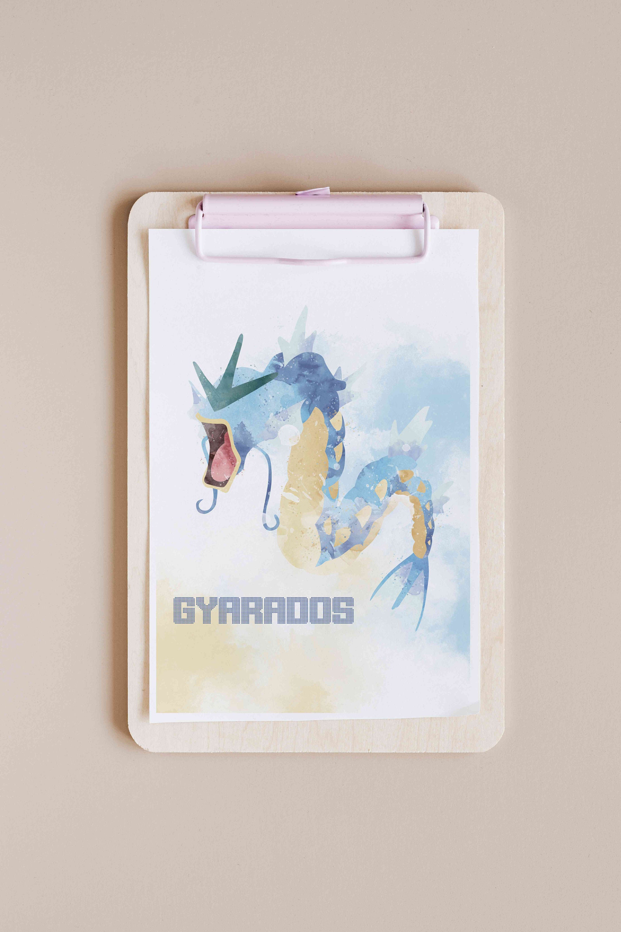 Gyarados Watercolour Poster Digital Art Print Pokemon Wall - Etsy