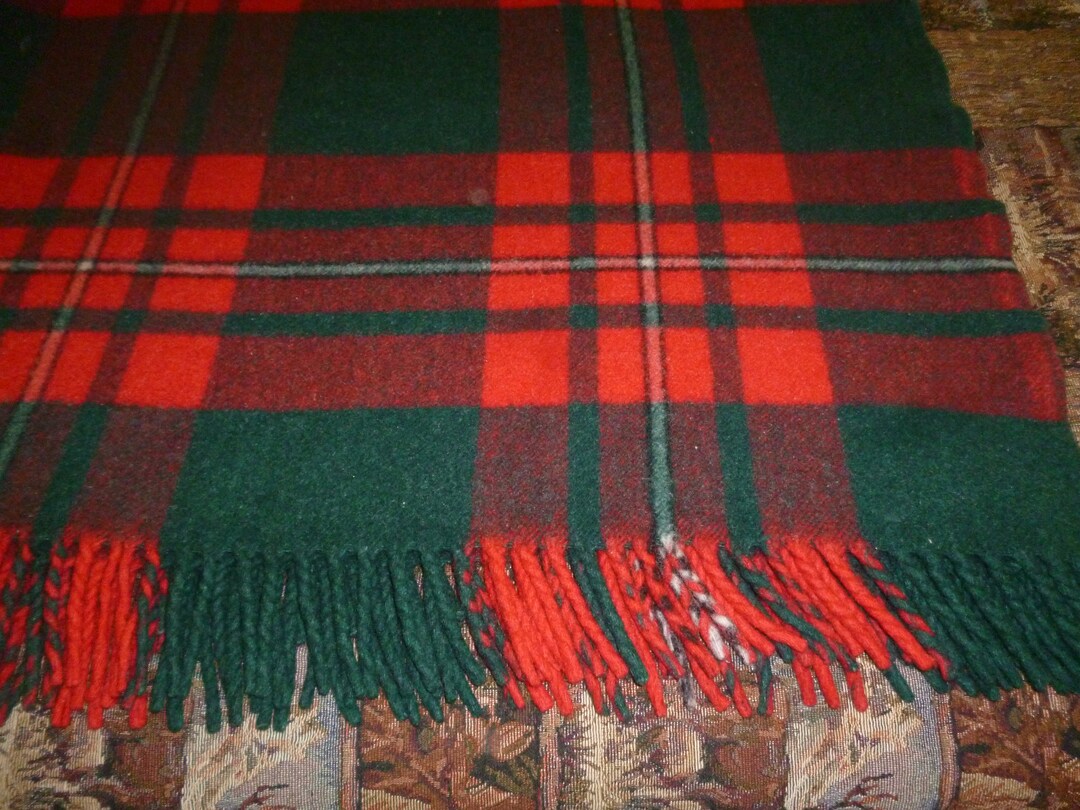 Vintage Travel Rug Made in Australia Wool ,red & Green Check'princess ...