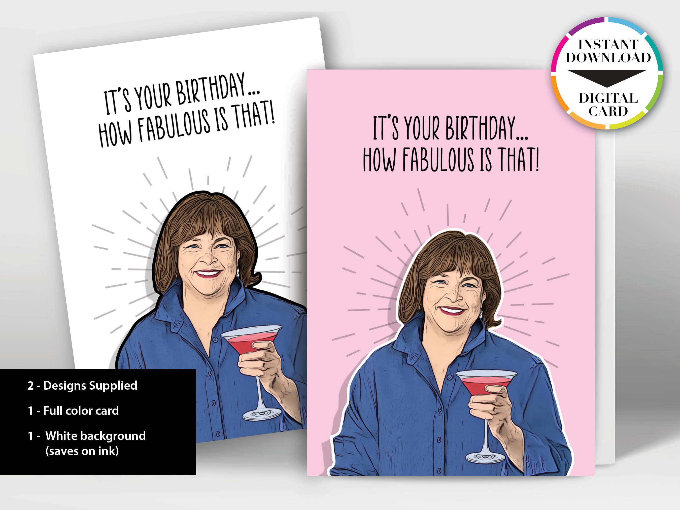 Instant Download Birthday Card | PDF Card | Ina Garten | Barefoot ...