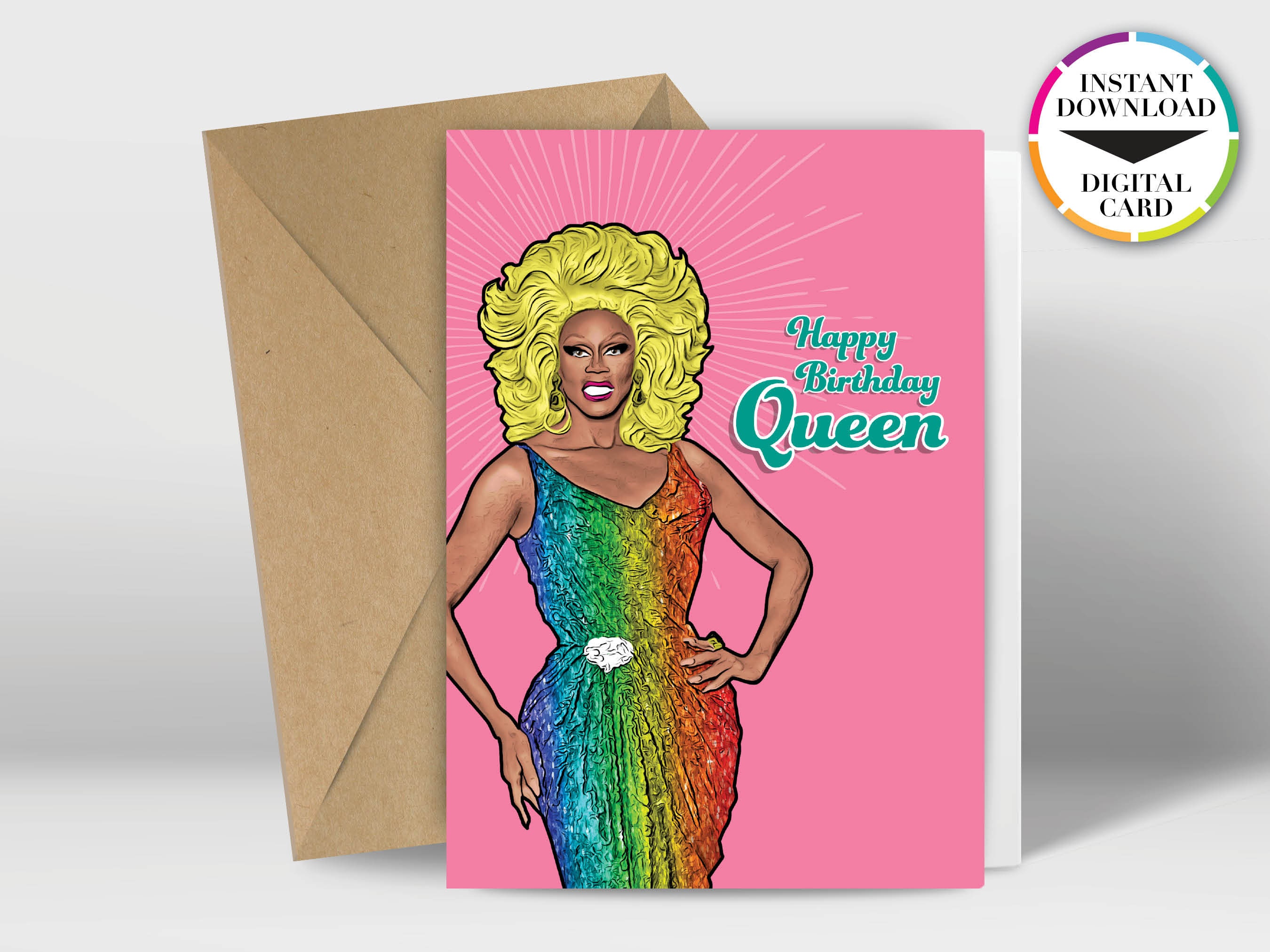 Instant Download Birthday Card PDF Card Rupaul Queen Easily Print From ...