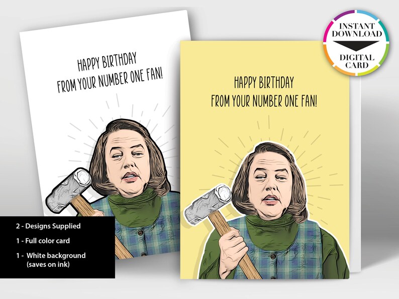 Instant Download Birthday Card | PDF Card | Misery | Annie | Easily ...