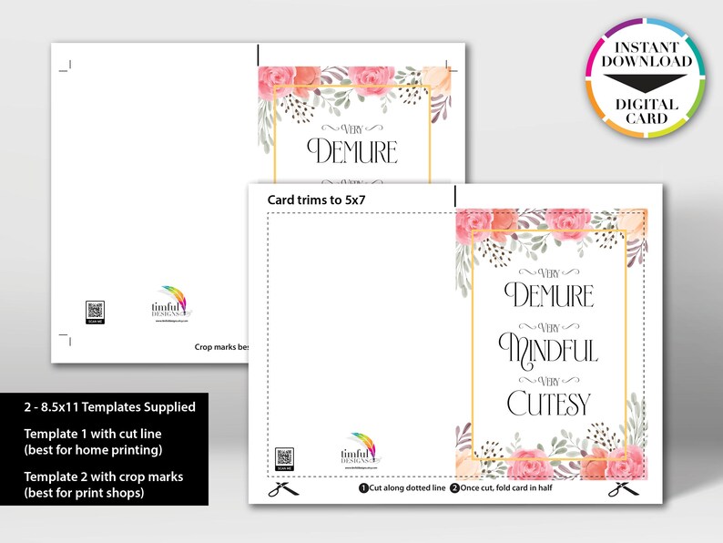 Instant Download Birthday Card | PDF Card | Demure | Mindful | Cutesy ...