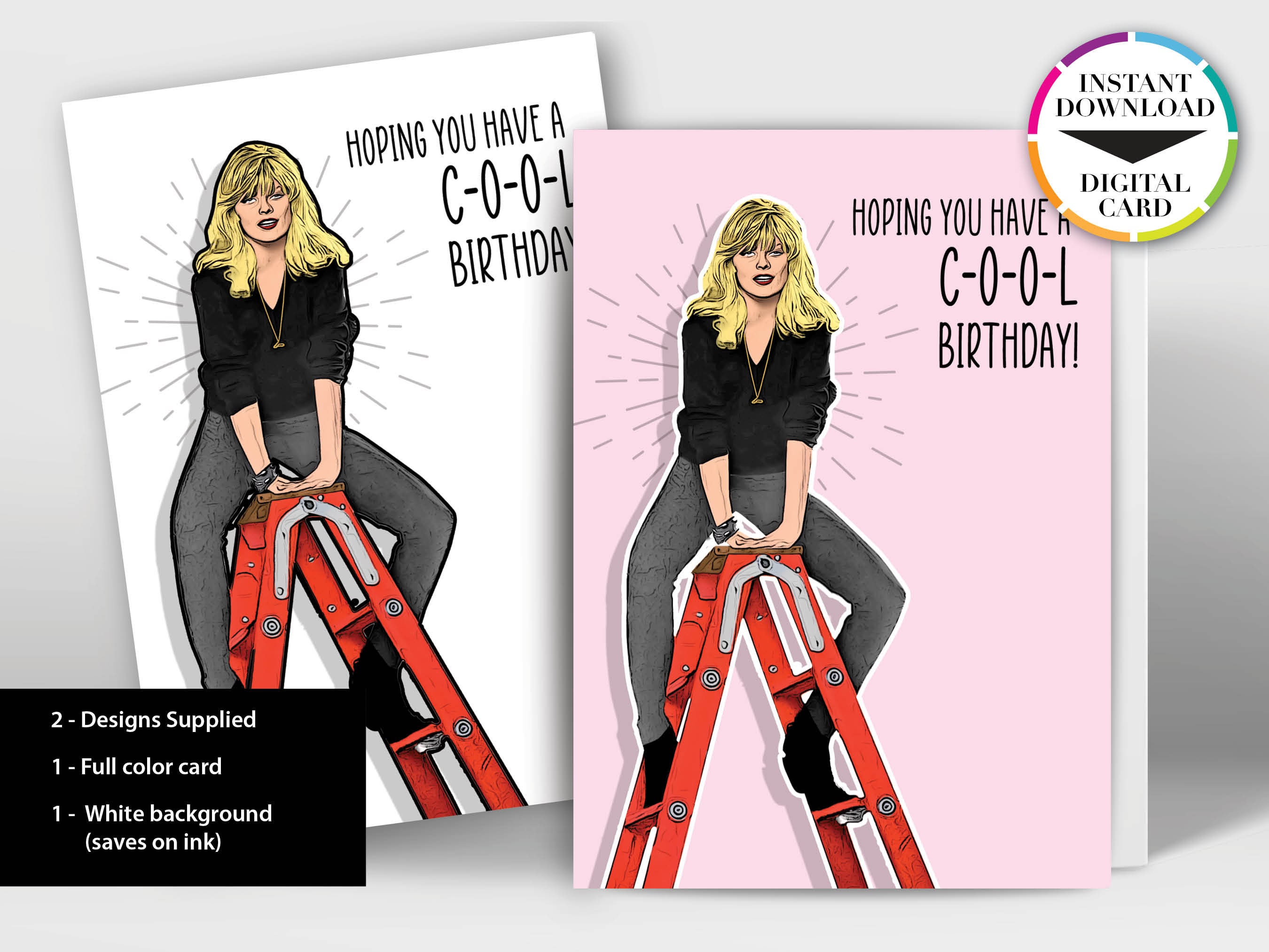 Instant Download Birthday Card | PDF Card | Grease 2 | Cool Rider ...
