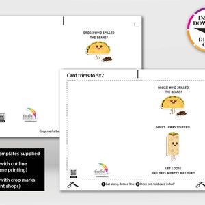 Instant Download Birthday Card | PDF Card | Taco | Burrito | Easily ...