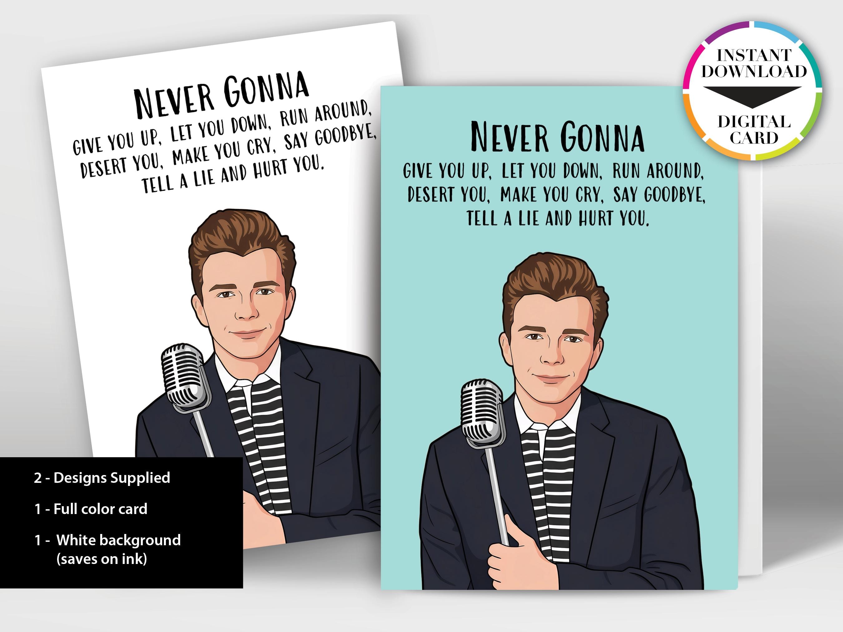 Instant Download Birthday Card | PDF Card | Rick Roll | Astley | Easily ...