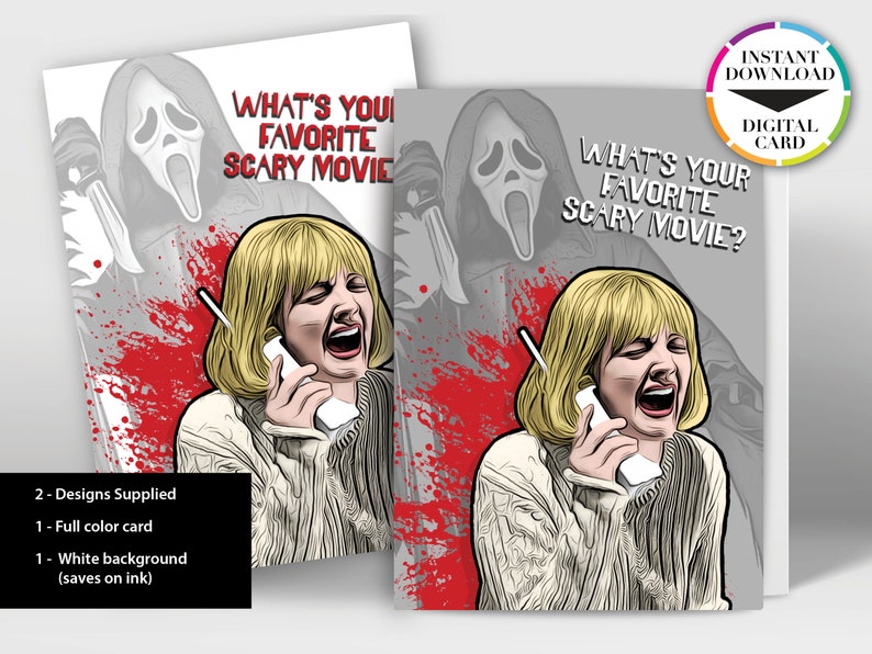 Instant Download Birthday Card | PDF Card | Scream | Ghost Face ...