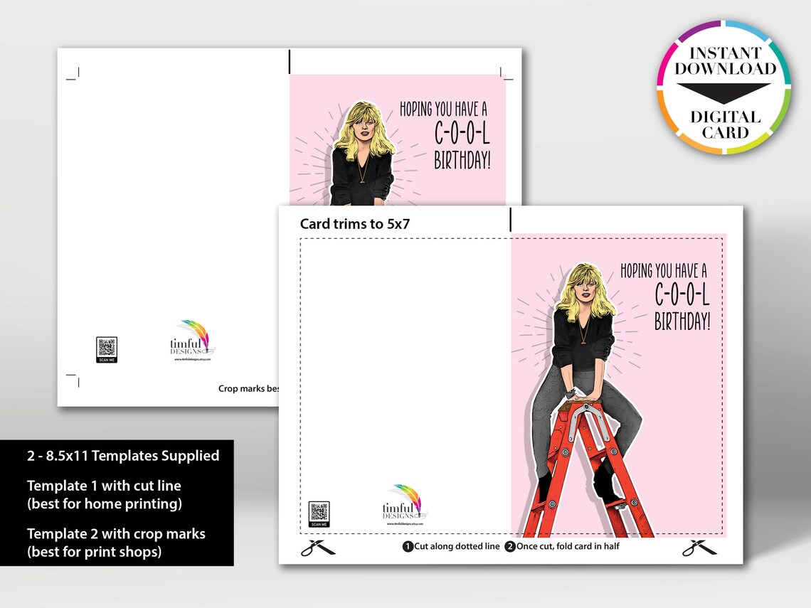 Instant Download Birthday Card | PDF Card | Grease 2 | Cool Rider ...