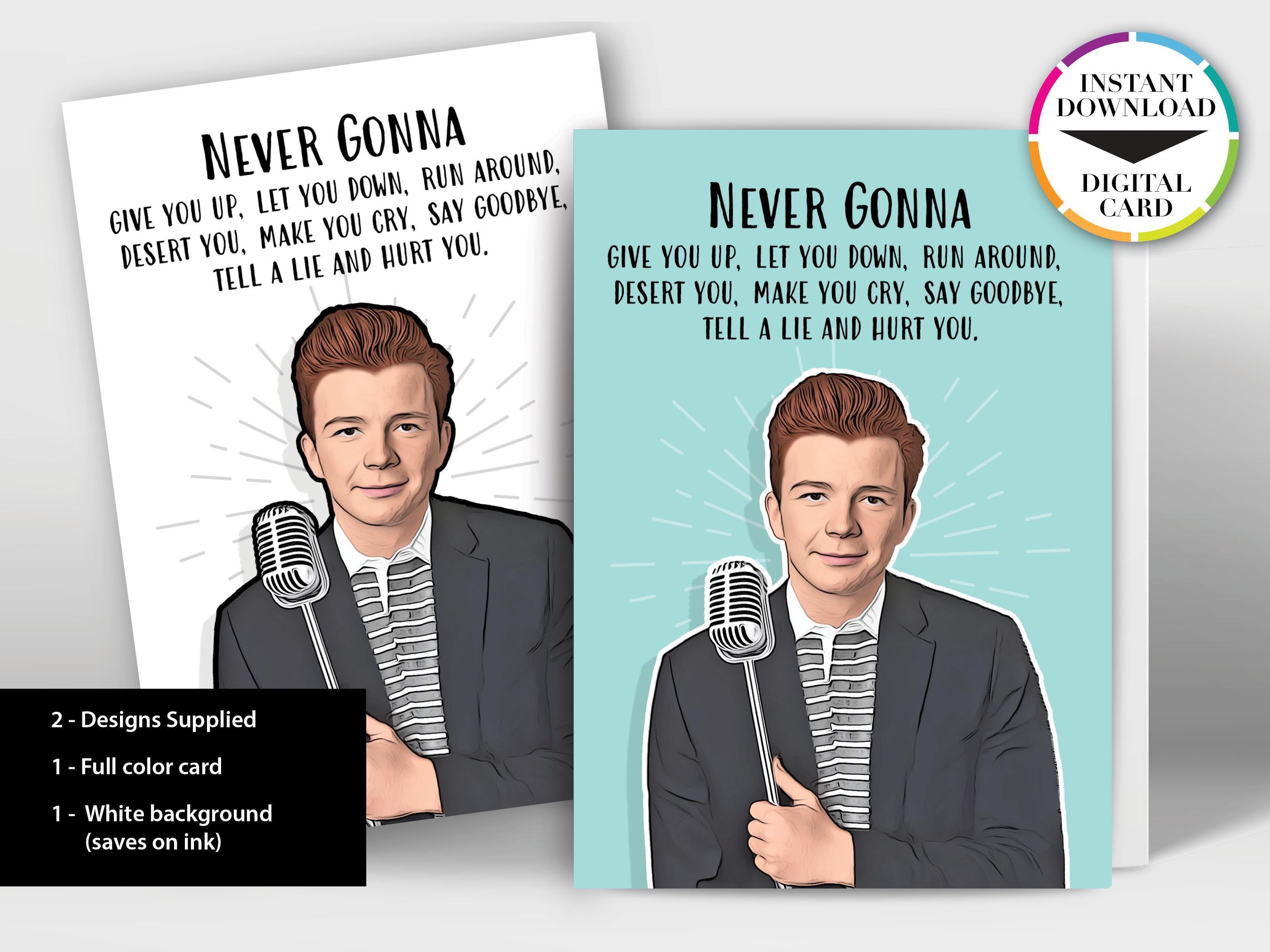Instant Download Birthday Card | PDF Card | Rick Roll | Astley | Easily ...