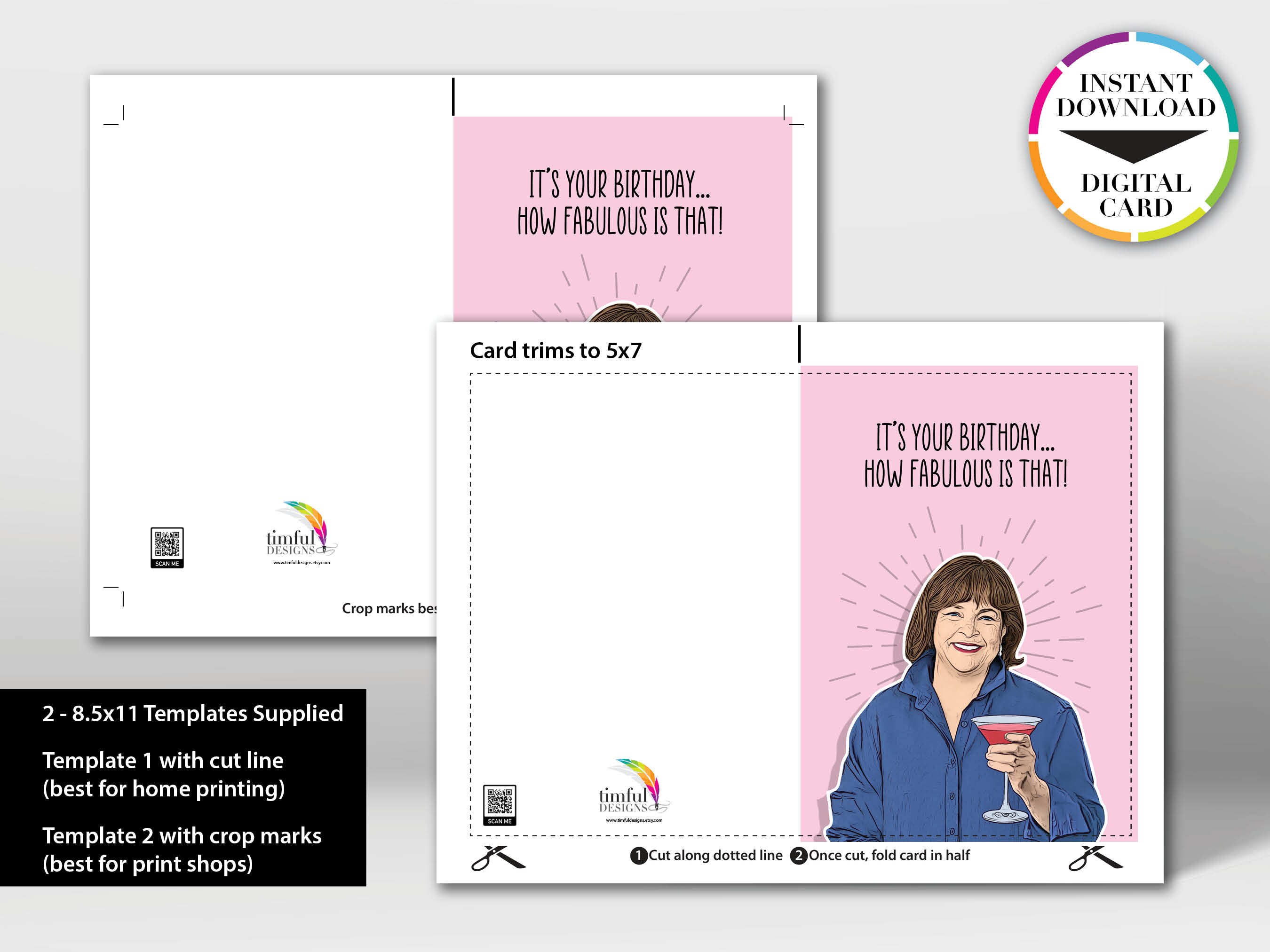 Instant Download Birthday Card | PDF Card | Ina Garten | Barefoot ...