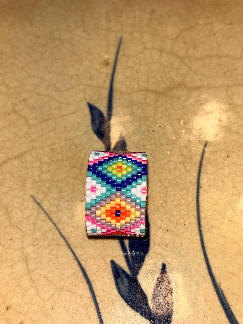 Miyuki Ring in Vibrant Colors. Adjustable Rings. Handmade Colorful ...