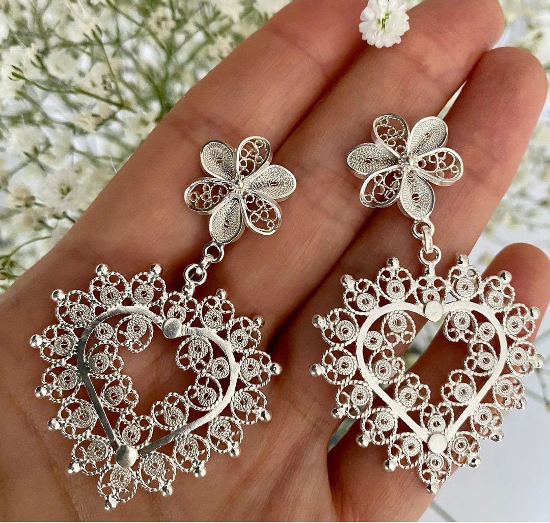 Earrings Clara Sterling Silver 24k Handmade in Filigree - Etsy