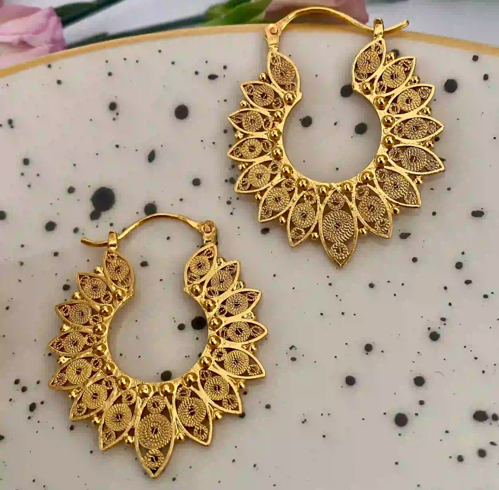 Marisol Mandala Earrings Sterling Silver Gold Plated 24k Handmade in ...