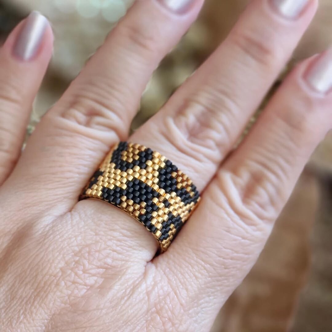 Miyuki Ring in Vibrant Colors. Adjustable Rings. Handmade Colorful ...