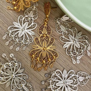 Simona Earrings Sterling Silver Gold Plated 24k Handmade in Filigree - Etsy