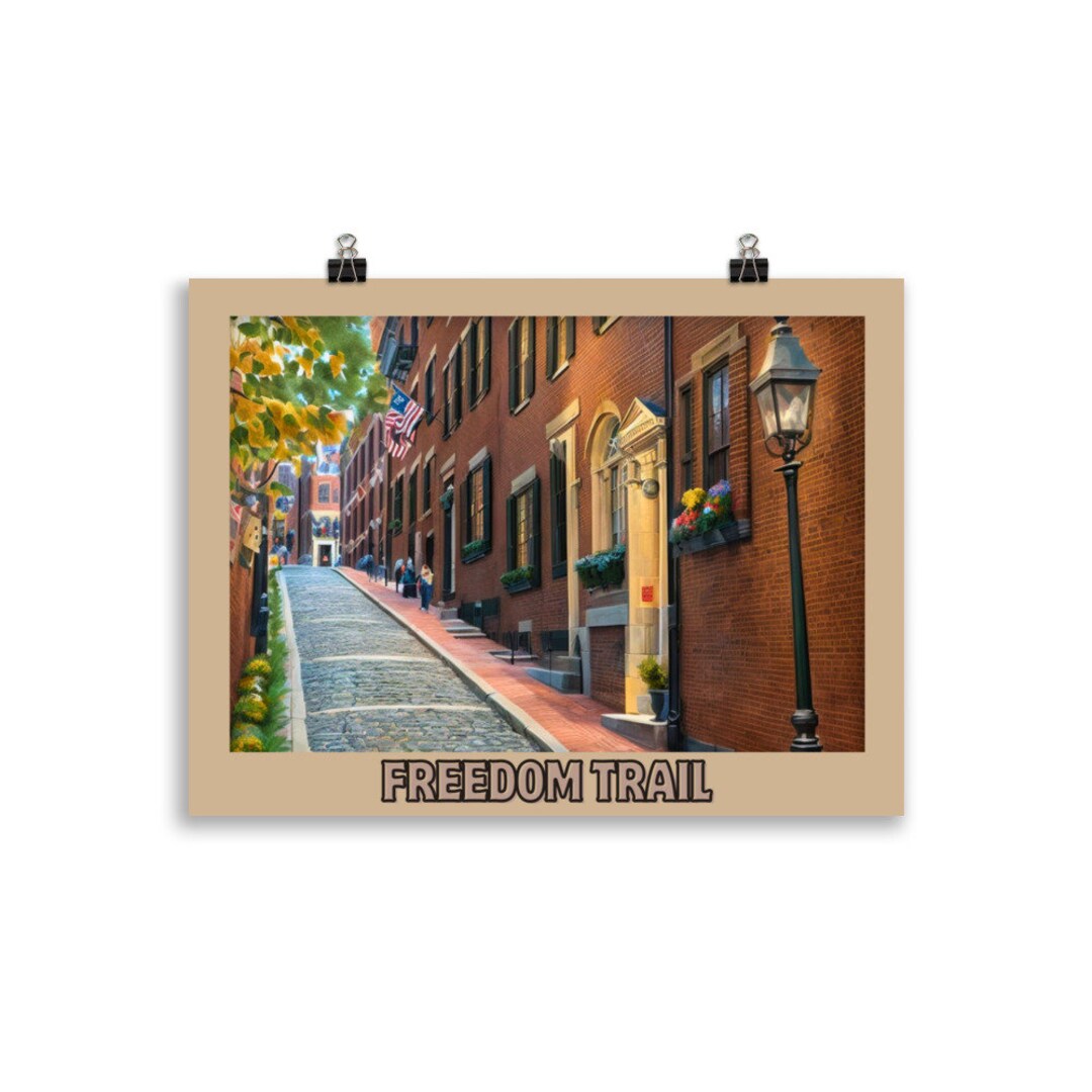 Vintage-inspired Freedom Trail Poster: Relive Boston's Rich History ...