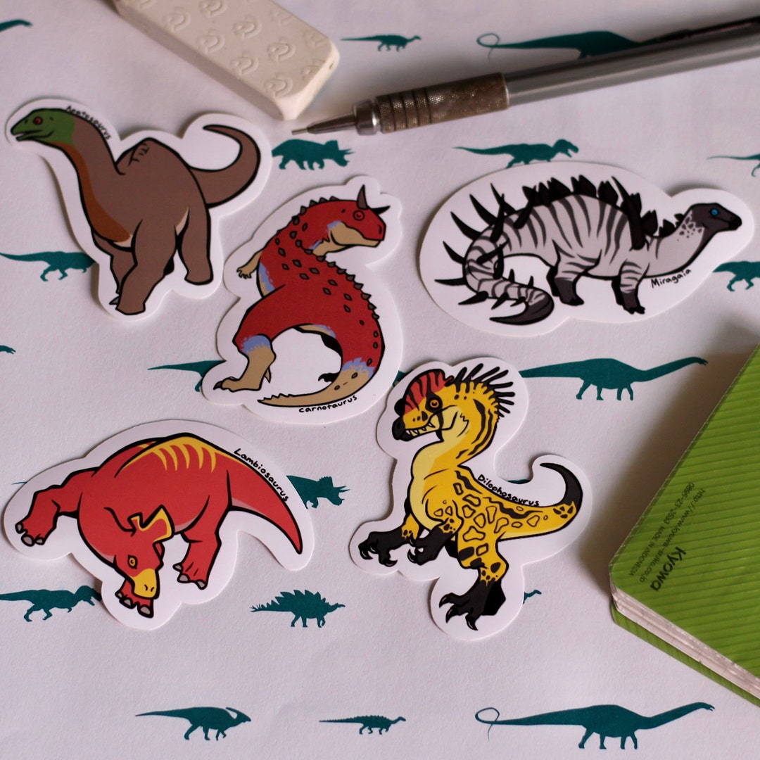 Set 1 Dinosaur Vinyl Stickers-dinosaur Sticker-vinyl Sticker-dinosaur ...