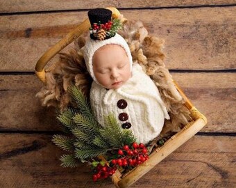 Newborn Snowman Hat/ Newborn Snowman Hat and Swaddle Sack/ - Etsy