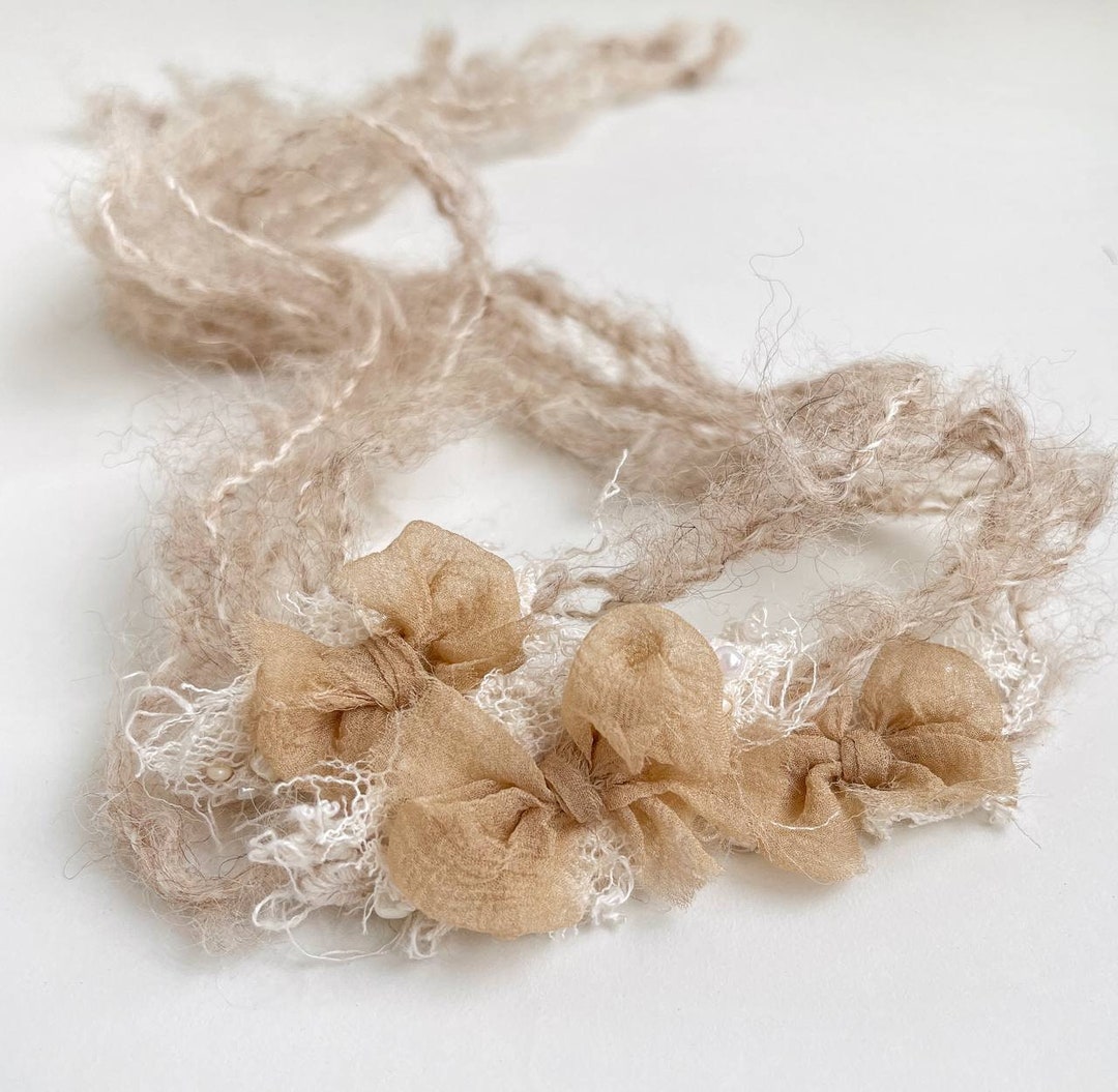 Dainty Beige Bow Headbandsilk Bow Boho Headband Beige Bow - Etsy