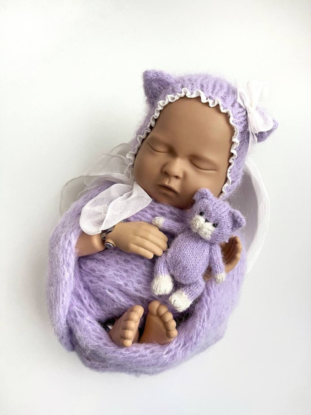 Kitty Outfit Newborn, Kitty Bonnet Hat, Kitten Newborn Bonnet Wrap Set ...