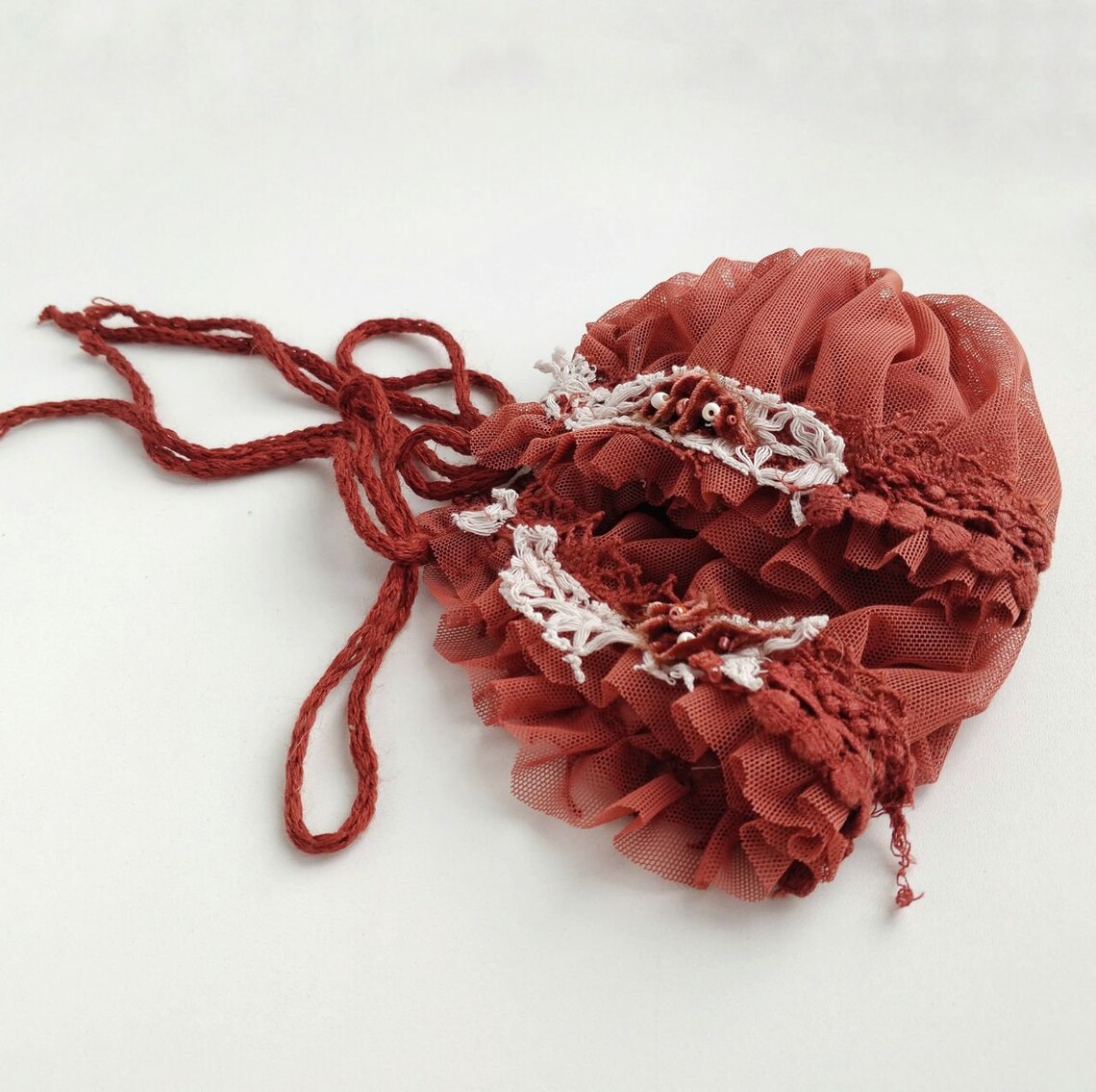 Rustic Lace Brick Newborn Bonnet Vintage Bonnet Velvet Ties - Etsy