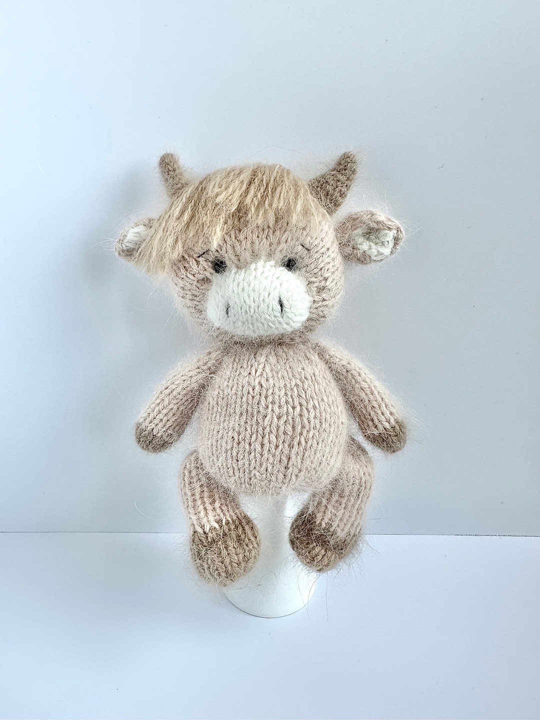 Highland Cow Toy With Cow Hat Set Knitted Bull Ox Stuffed - Etsy