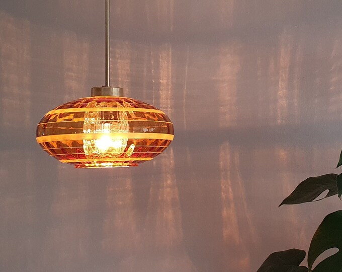 Vintage Glass Lamp / Amber Glass Ceiling Light / Mid Century Modern ...
