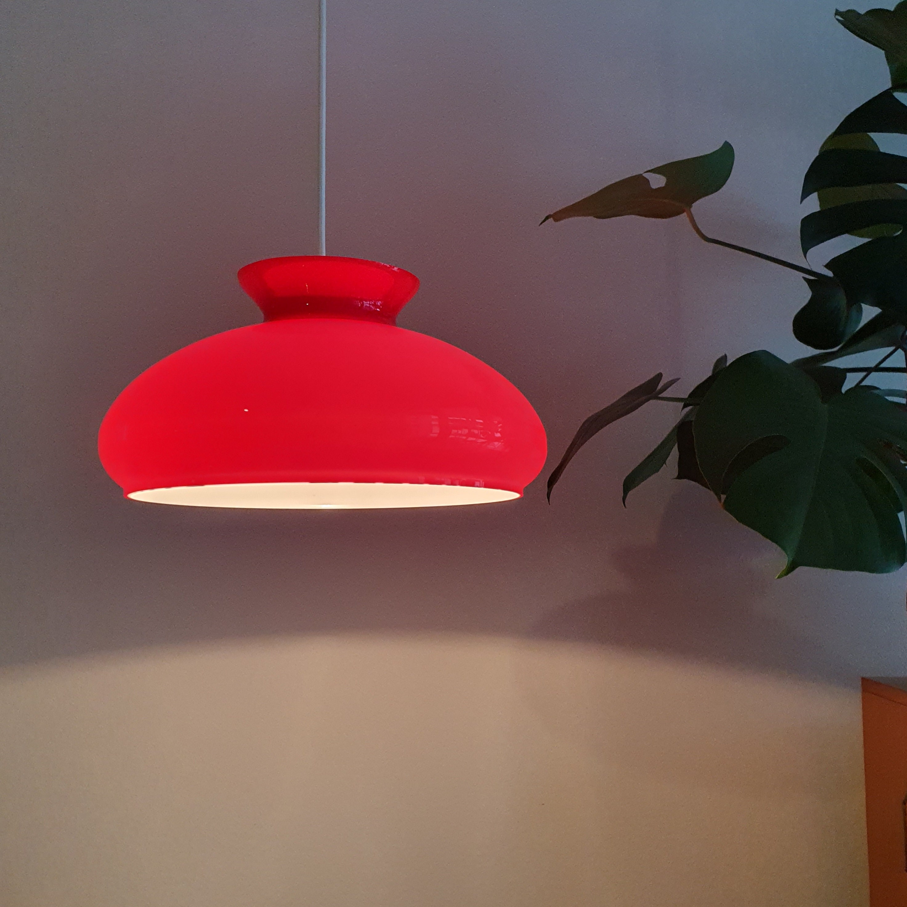 Vintage Red Pendant Light / Ceiling Light/ MCM Lighting / Space Age ...