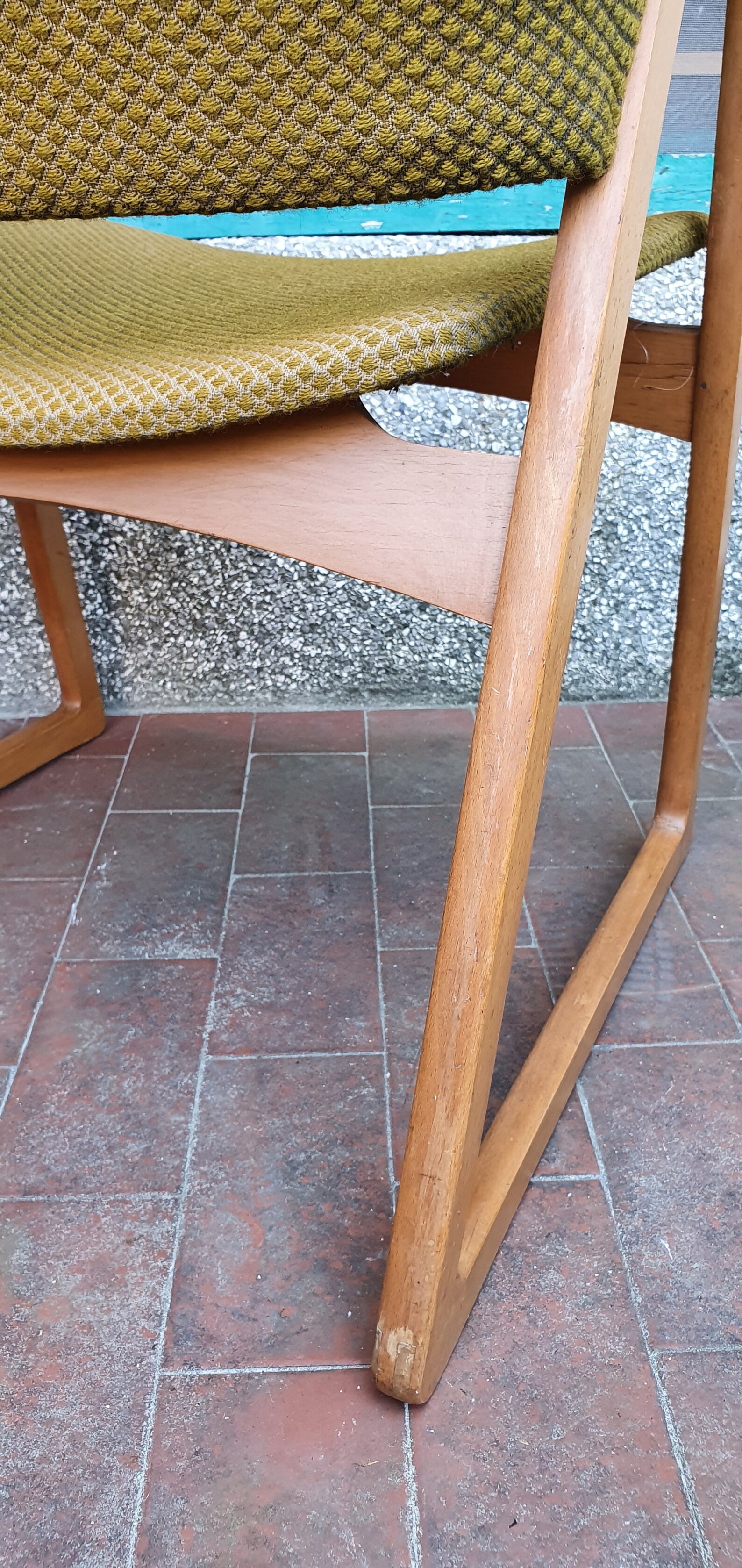 Vintage Stol Kamnik Lounge Chair, Green Fabric, Beech Wood - Etsy