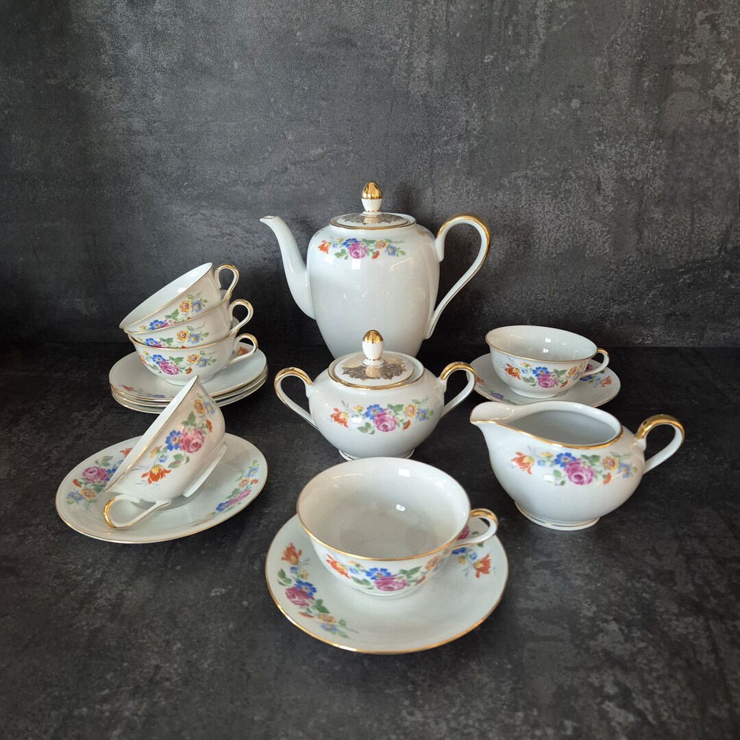 Coffee Service Schaller Bavaria / Flower Tea Set / German Coffee Set ...
