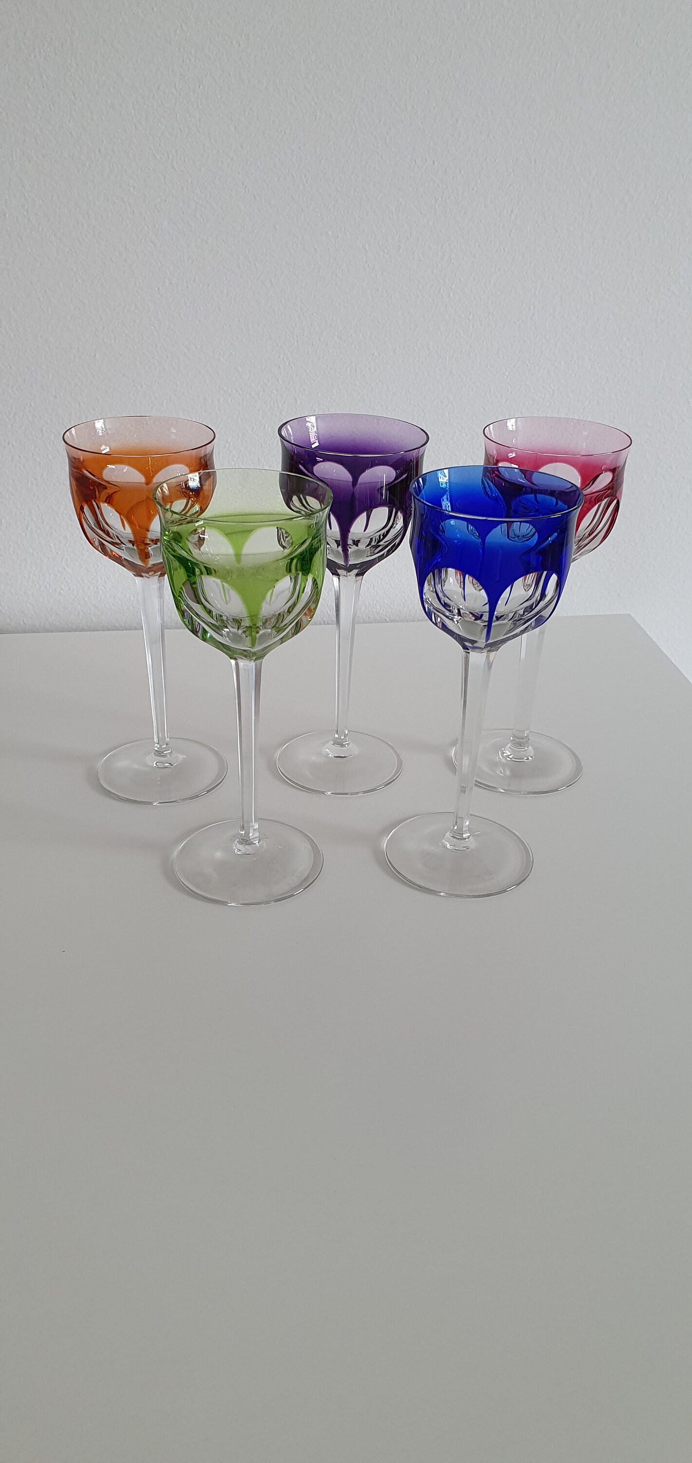 Moser Lady Hamilton Crystal Wine Glasses, Colorful Bohemian Glassware ...