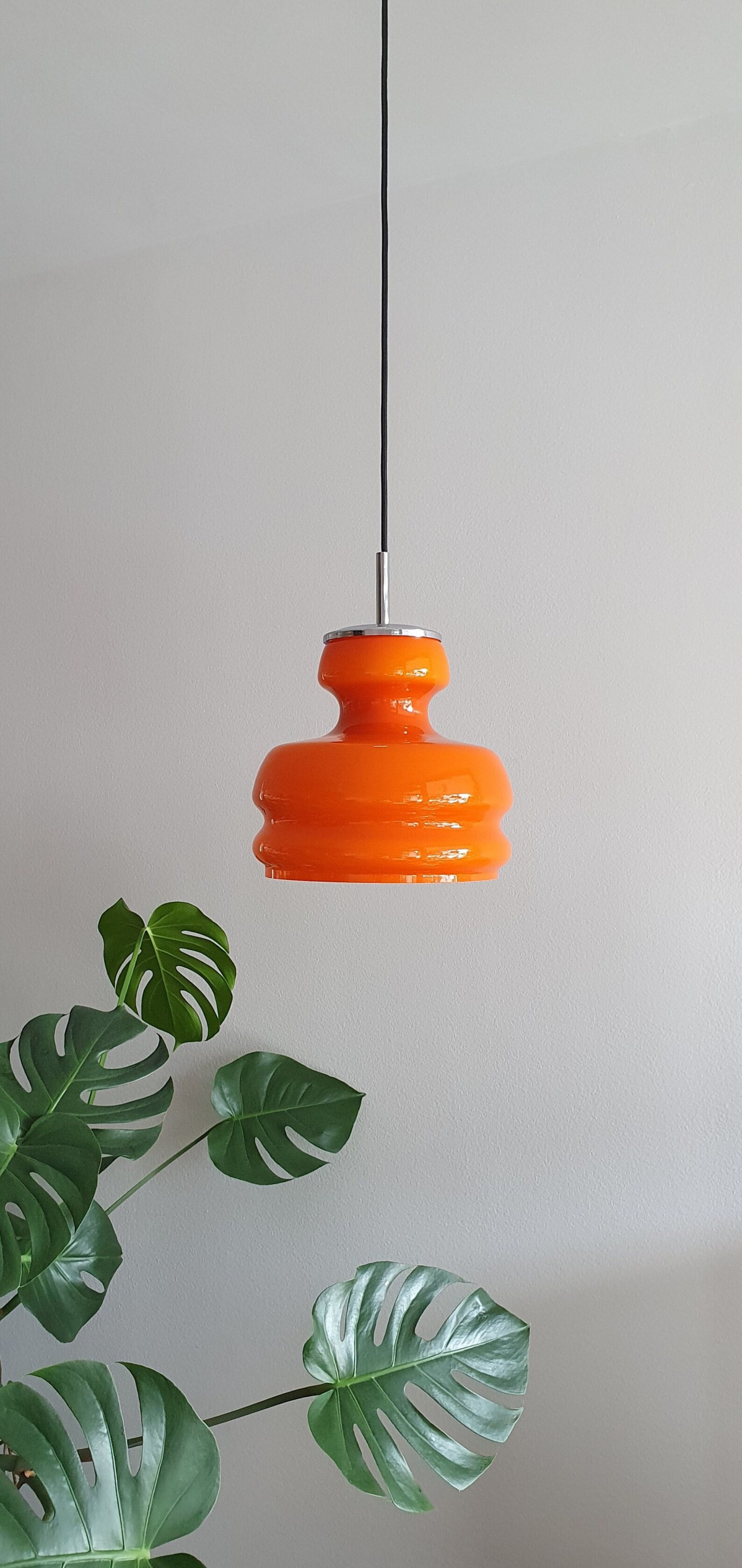 Orange Cased Glass Pendant Light, Mid Century Modern 70s Lamp - Etsy