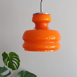 Orange Cased Glass Pendant Light, Mid Century Modern 70s Lamp - Etsy