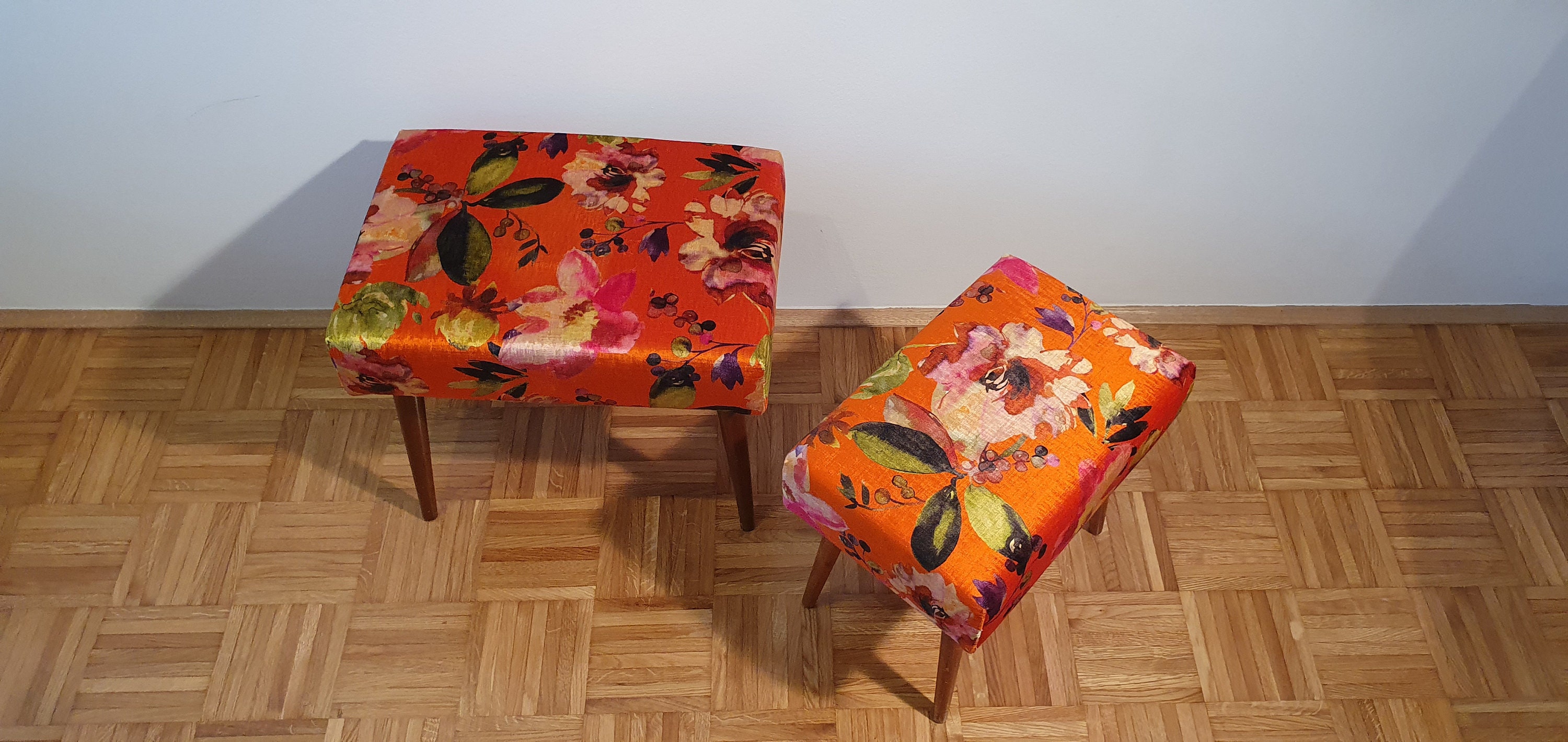 1 of 2 Vintage Mid Century Cushion Stool /mid Century Ottoman / MCM ...