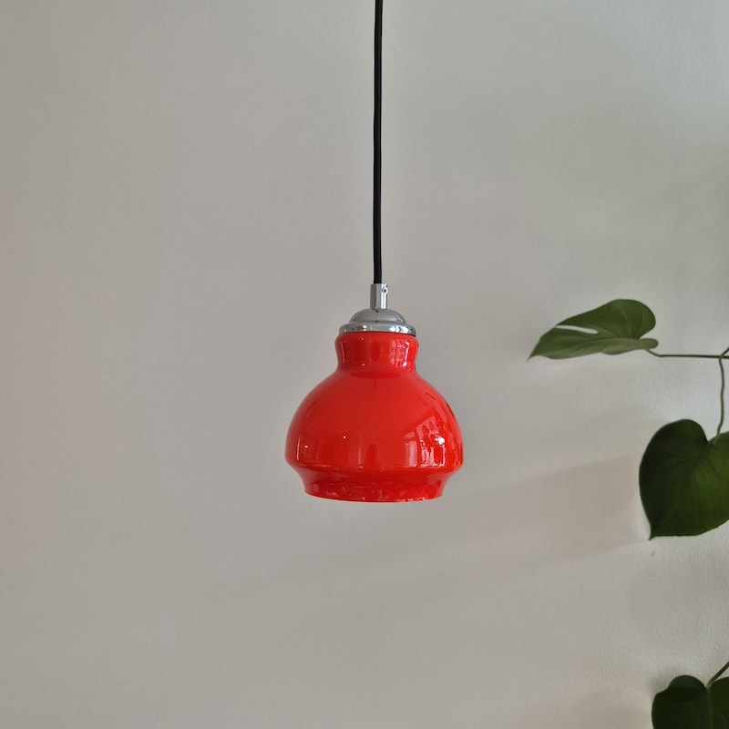 Red Mcm Pendant Lamp - Etsy UK