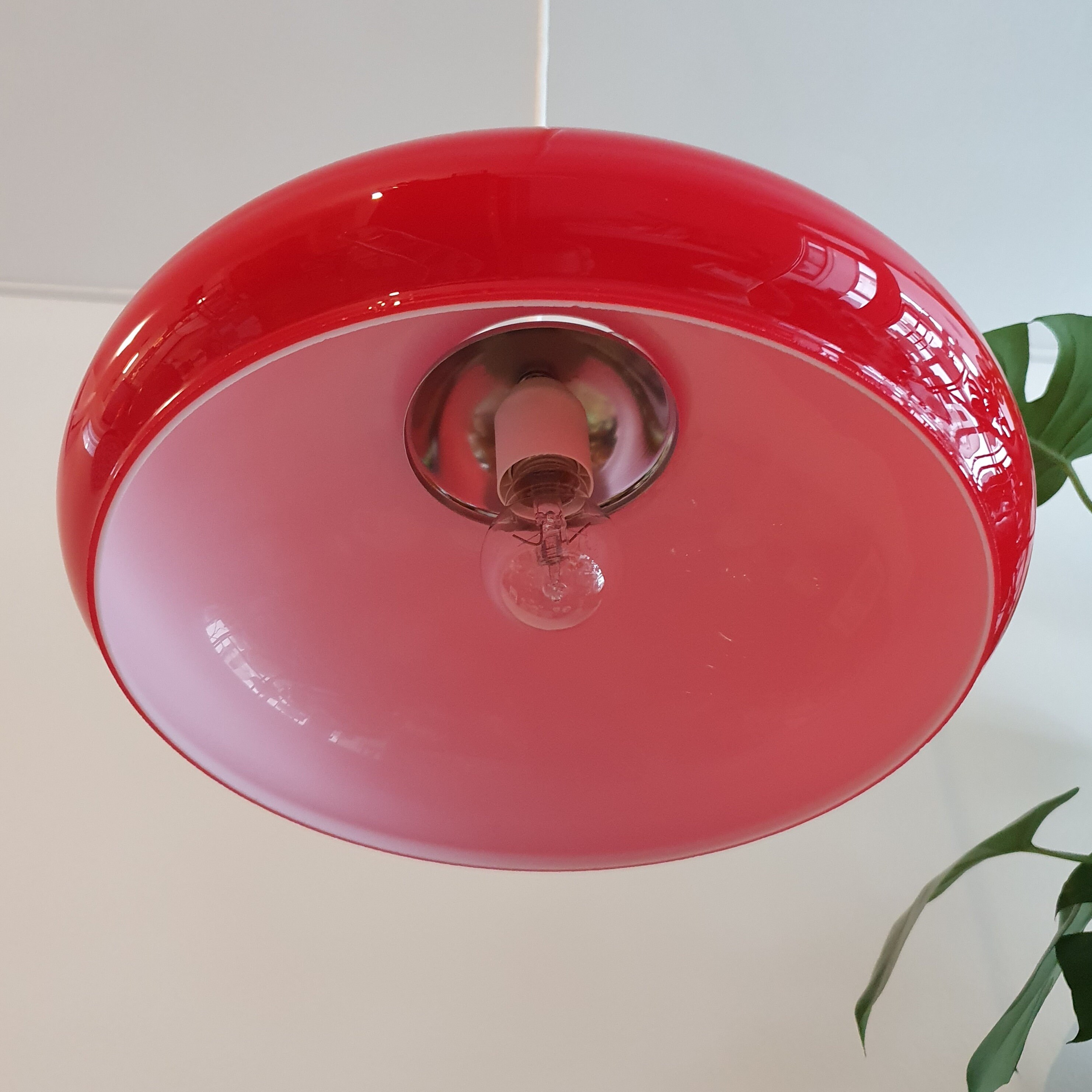 Vintage Red Pendant Light / Ceiling Light/ MCM Lighting / Space Age ...