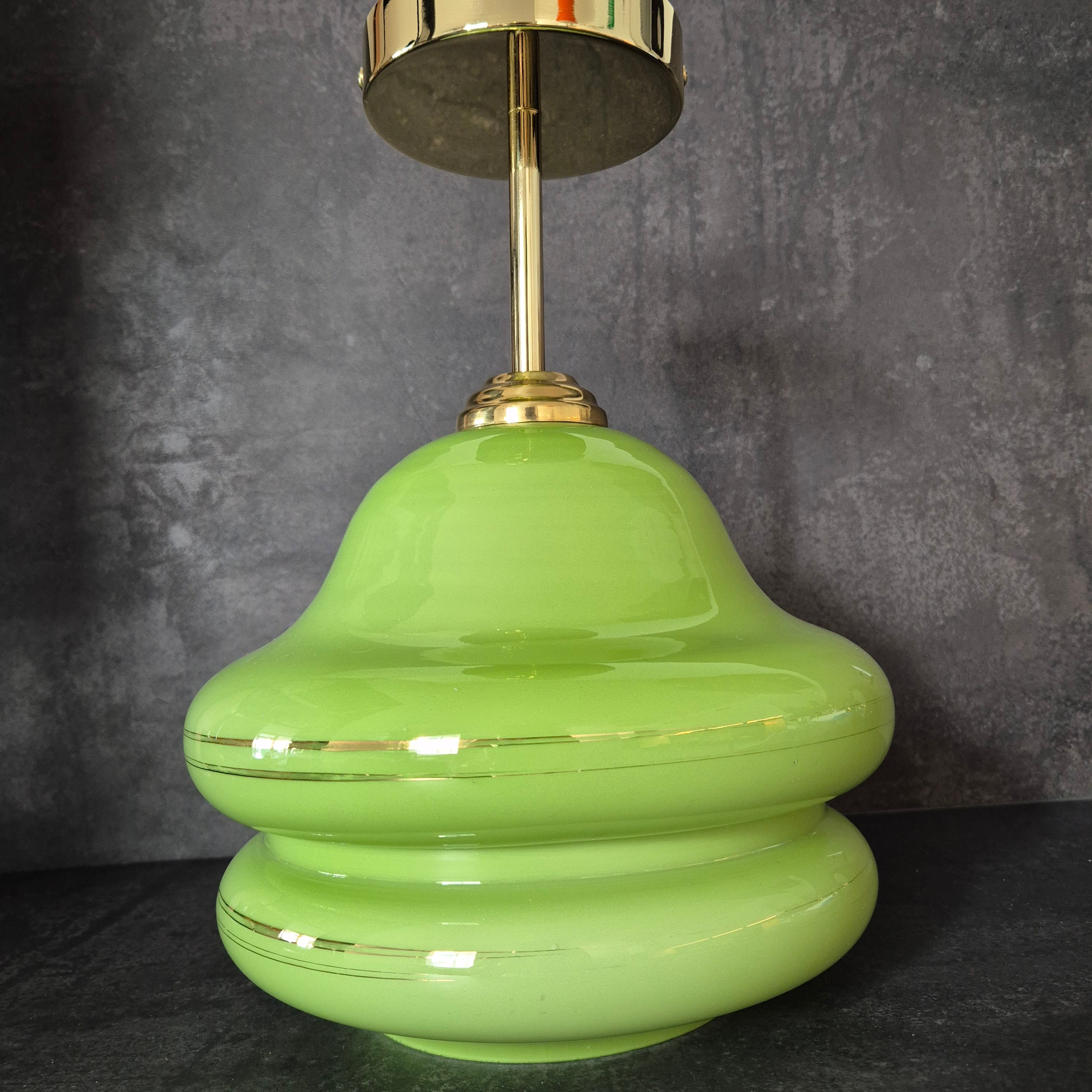 Vintage Green Pendant Light / Ceiling Light/ MCM Lightning / Green Lamp ...