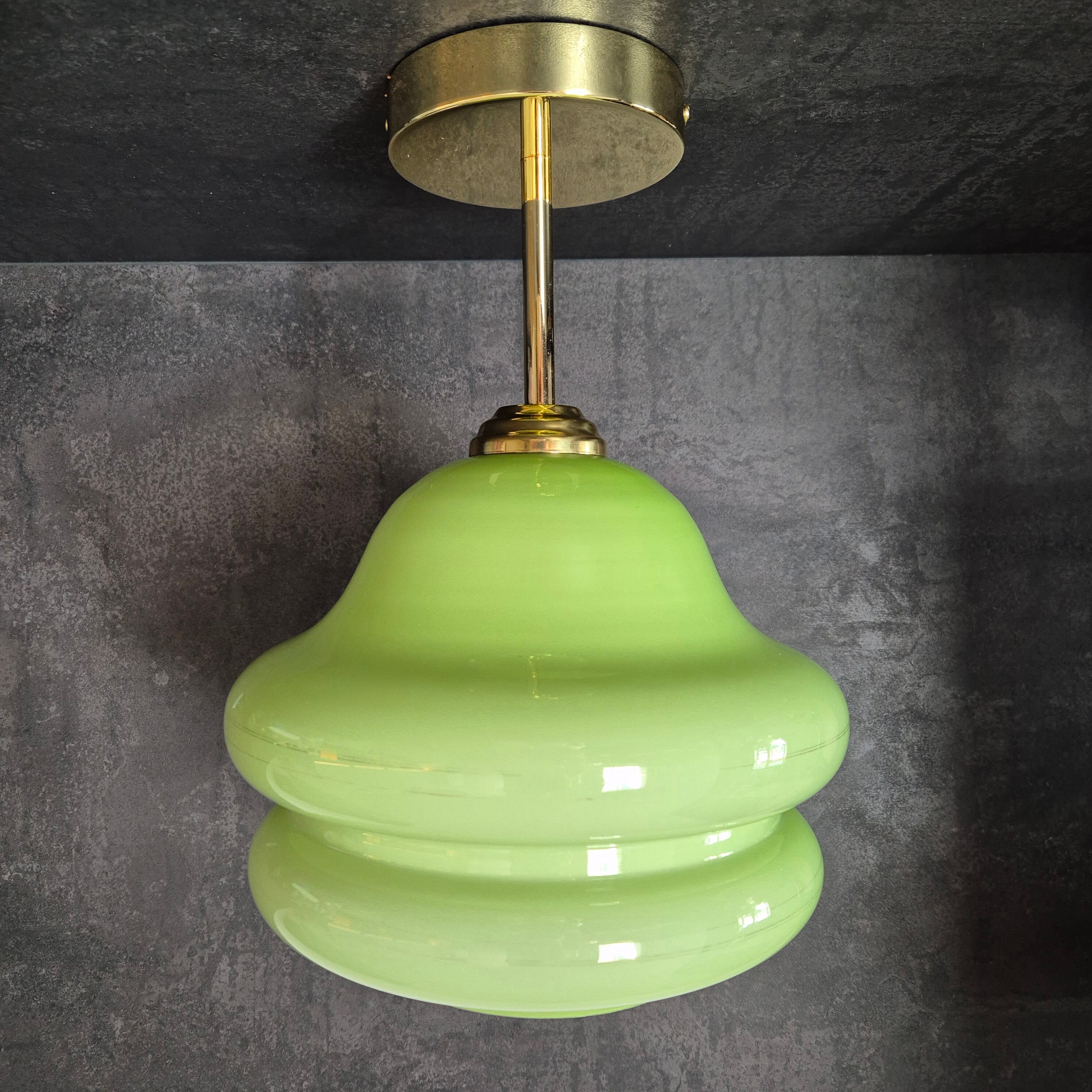 Vintage Green Pendant Light / Ceiling Light/ MCM Lightning / Green Lamp ...