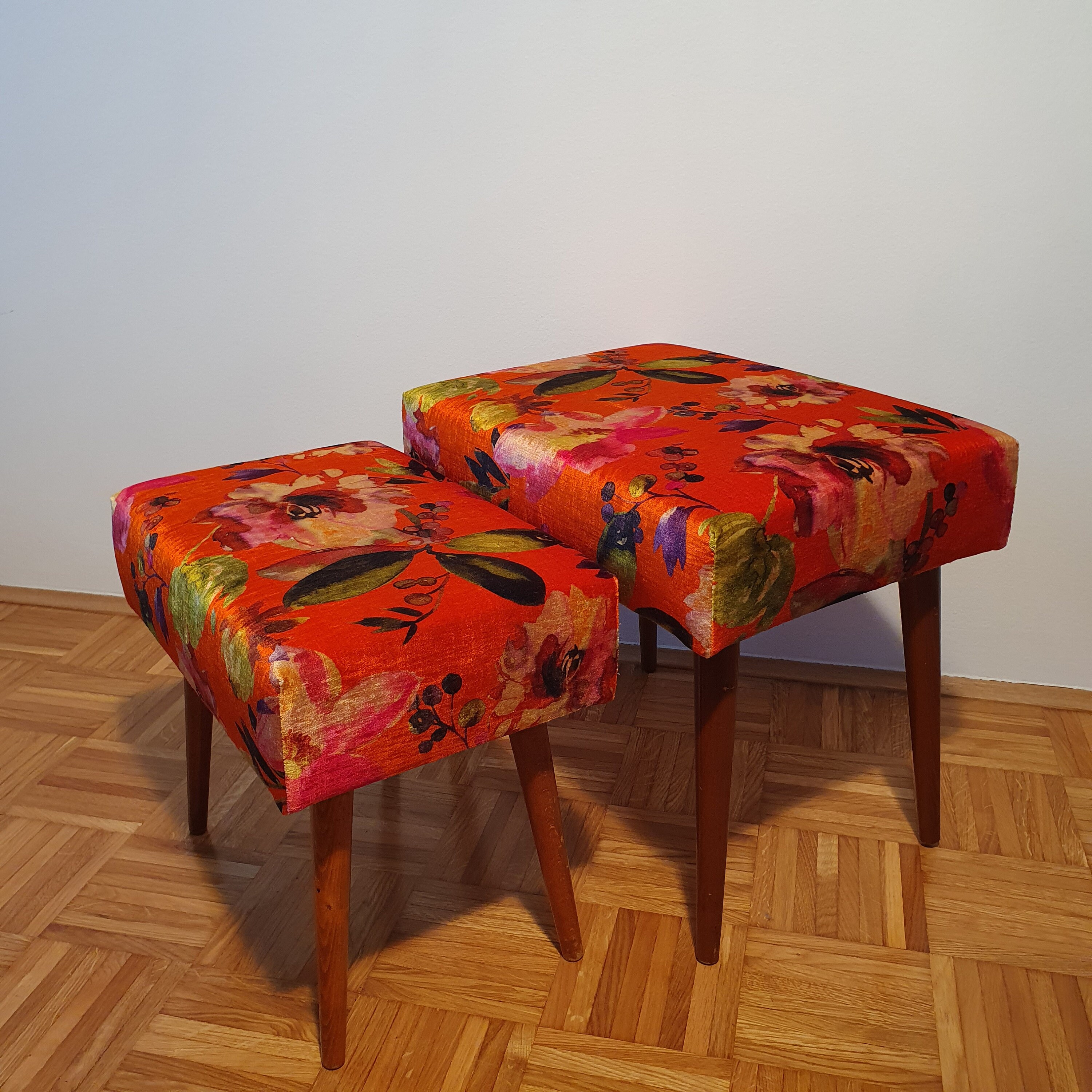 1 of 2 Vintage Mid Century Cushion Stool /mid Century Ottoman / MCM ...