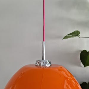 Space Age Glass Pendant Light / Orange Cased Glass Ceiling Light / Mid ...
