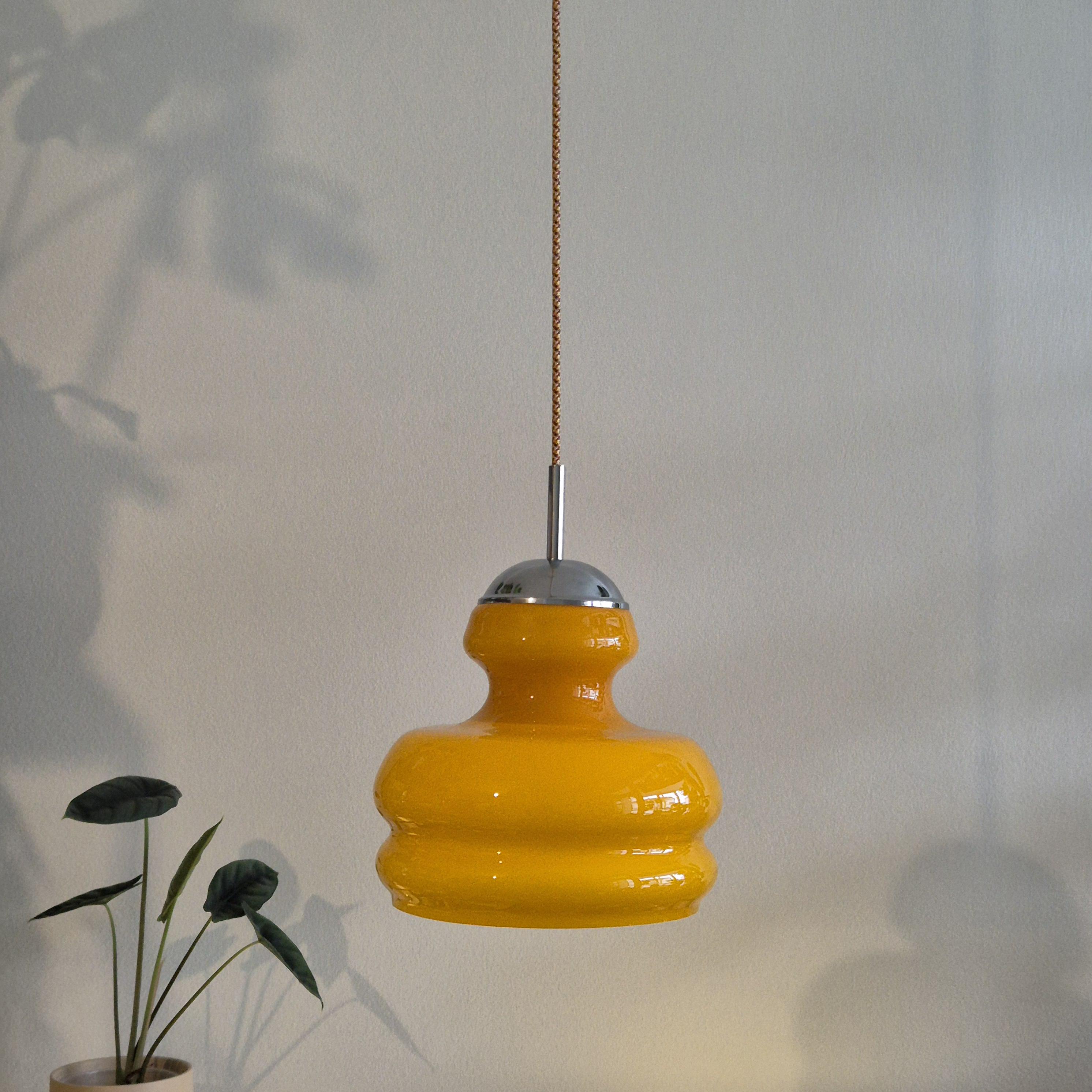 Vintage Yellow Pendant Light / Ceiling Light/ MCM Lighting / Space Age ...