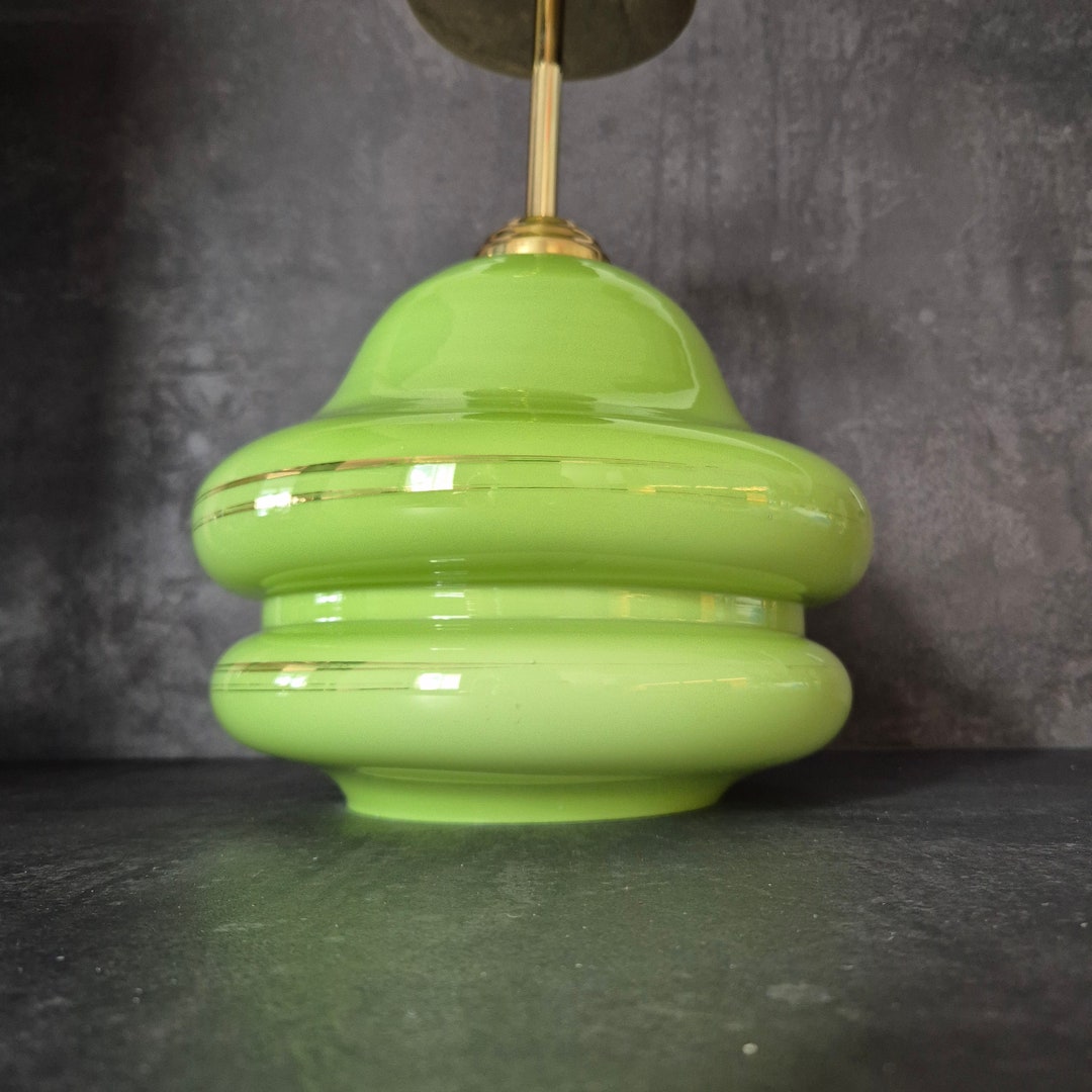 Vintage Green Pendant Light / Ceiling Light/ MCM Lightning / Green Lamp ...