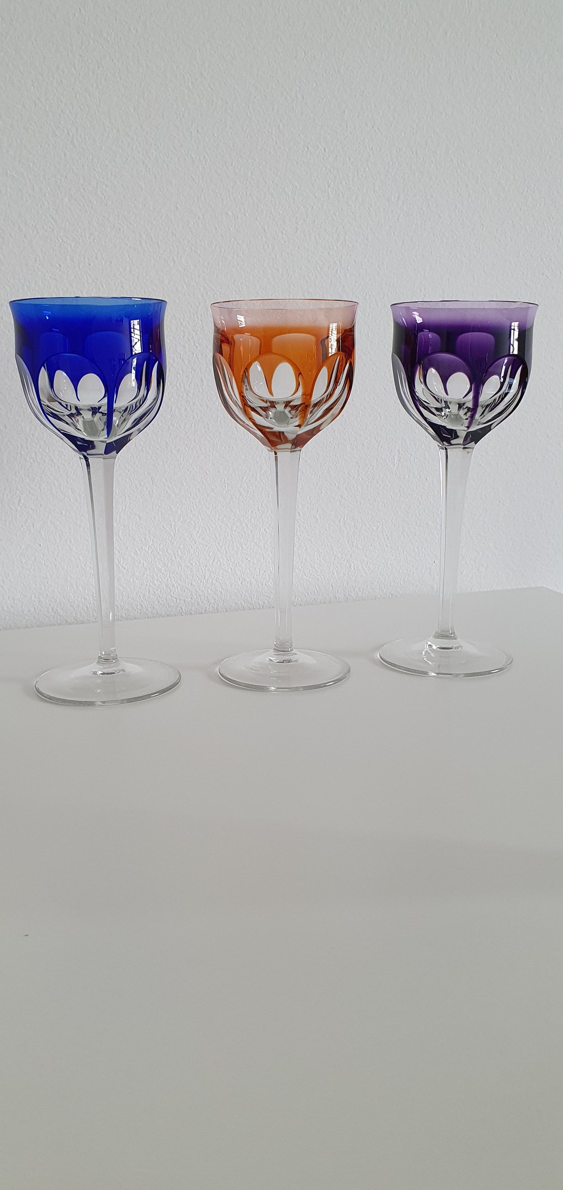 Moser Lady Hamilton Crystal Wine Glasses, Colorful Bohemian Glassware ...