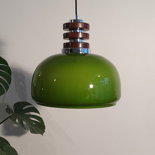 Vintage Green Pendant Light / Ceiling Light/ MCM Lightning / - Etsy