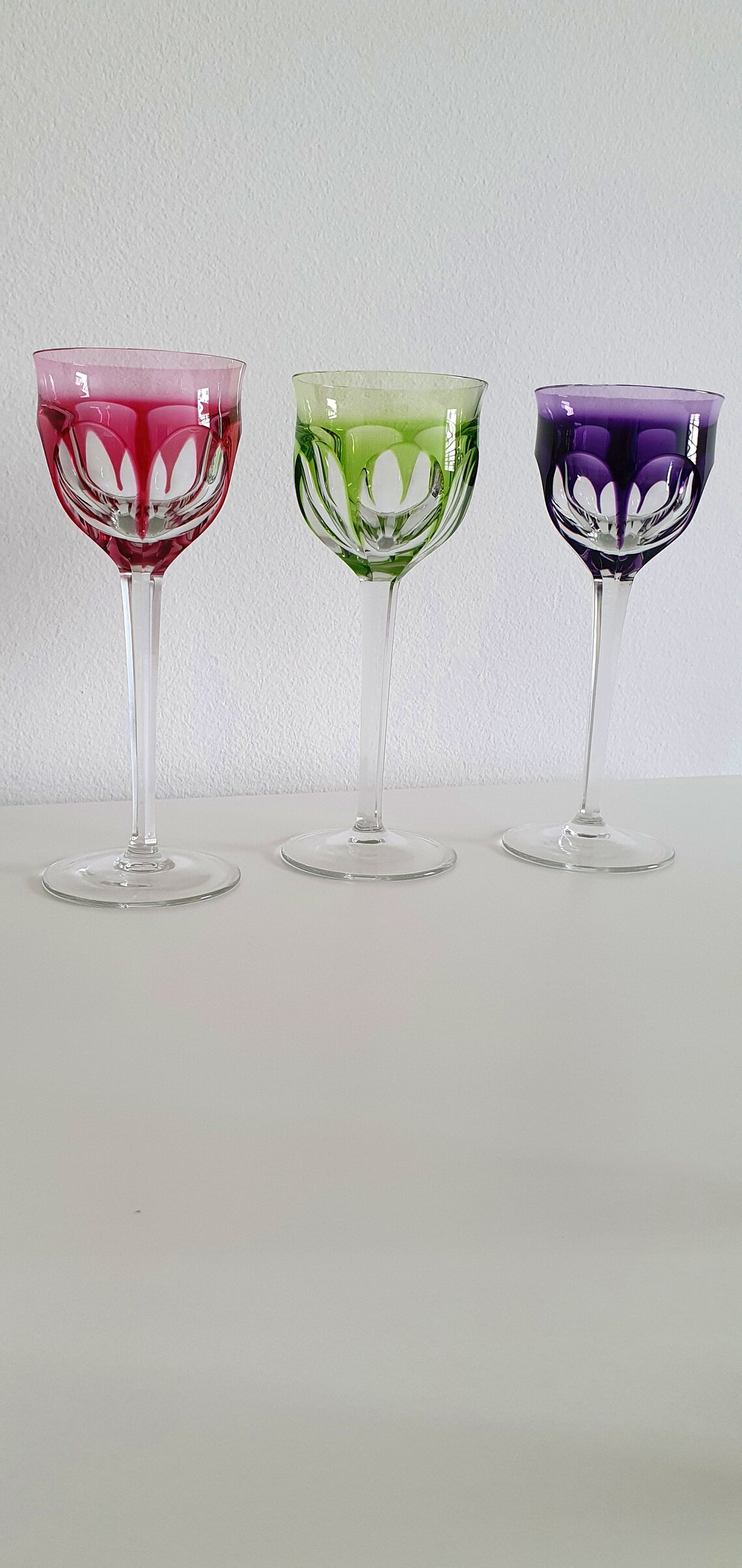 Moser Lady Hamilton Crystal Wine Glasses, Colorful Bohemian Glassware ...